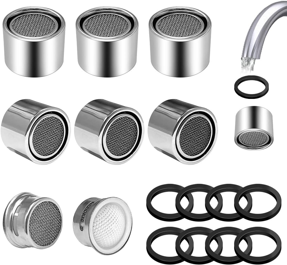 Honoson 6 Pieces Bathroom Faucet Aerator Replacement Parts With Brass ...