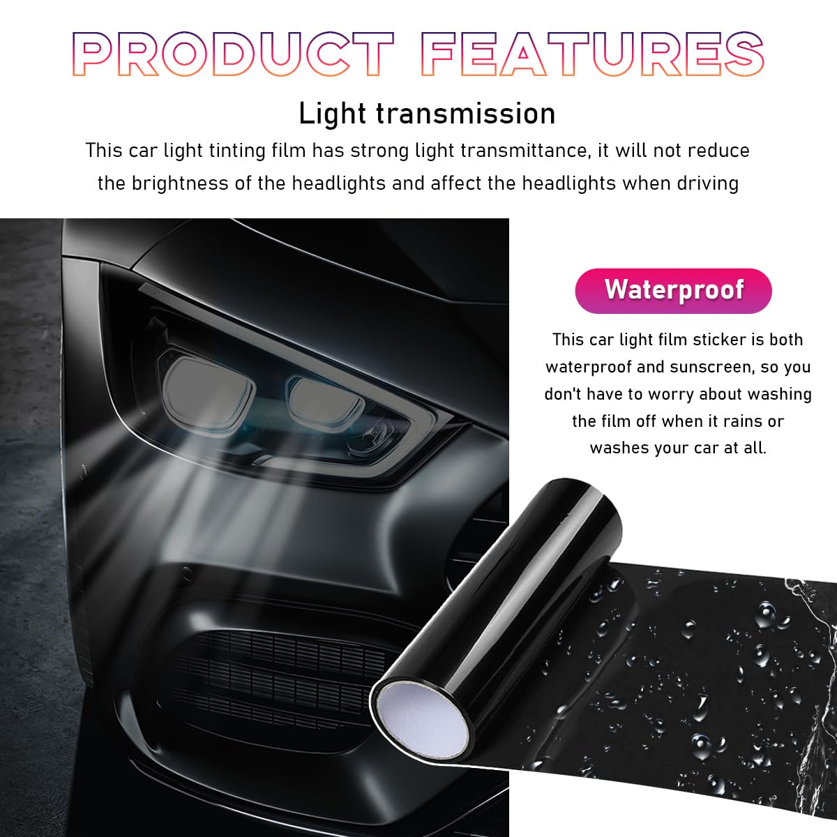Snapklik.com : Sylvil Car Headlight Vinyl Film Sticker Sheet Roll, 12 ...