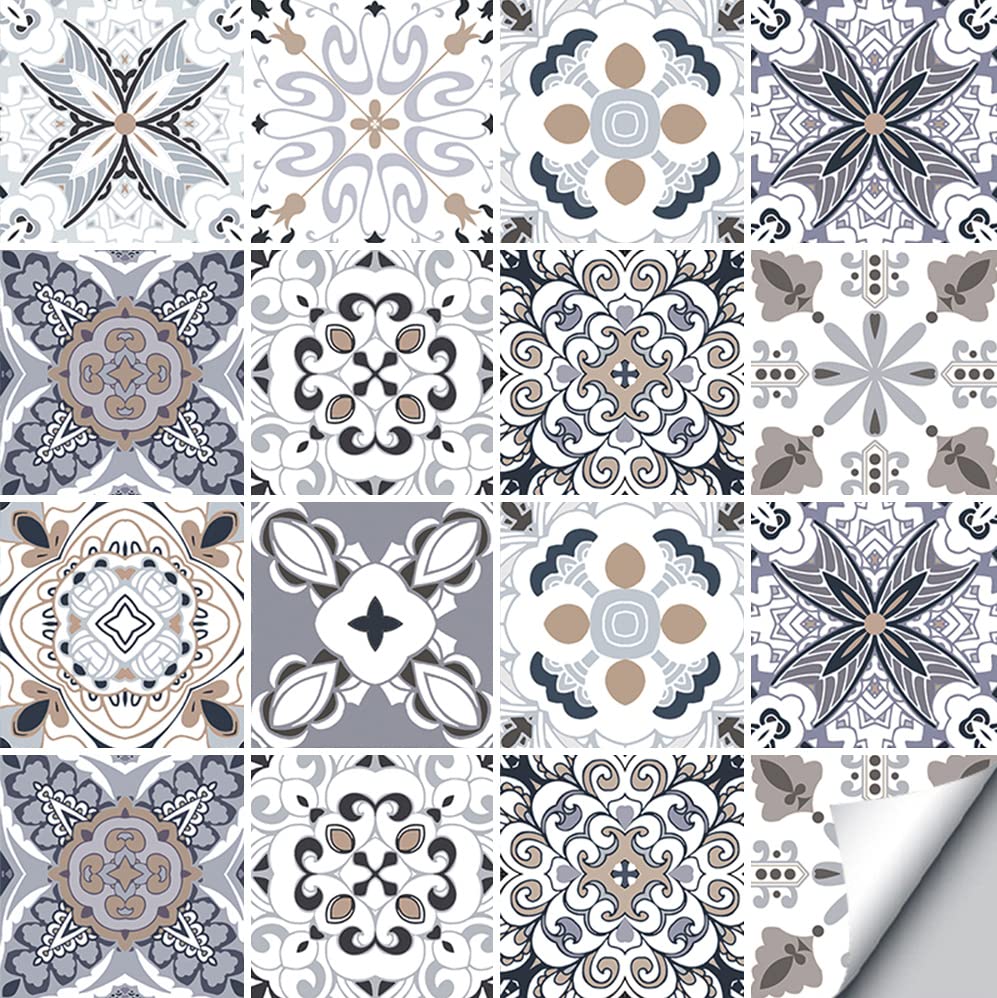 Decorative Tile Stickers Set 16 Units 6x6 inches. Peel & Stick Vinyl ...