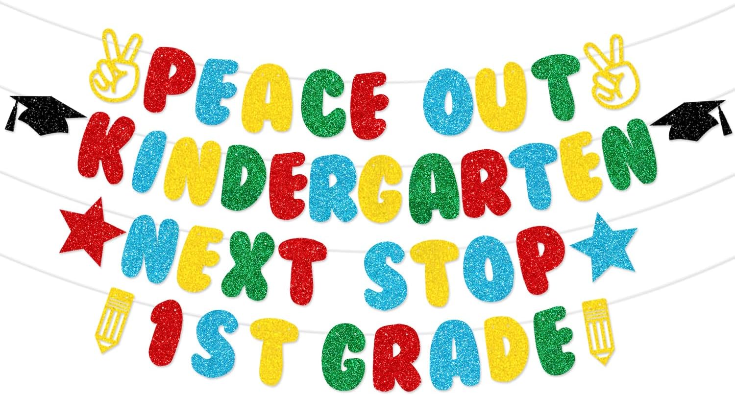 Amazon.com: Peace Out Kindergarten Banner, Kindergarten Graduation ...