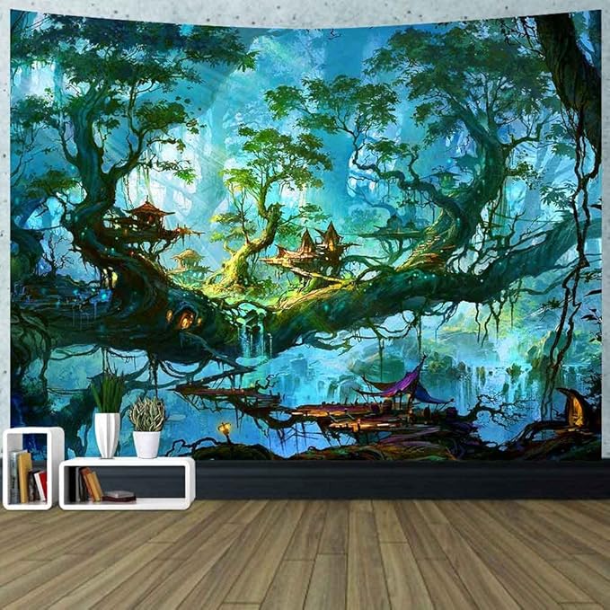 DBLLF Fantasy Forest Tapestry Psychedelic Plant Magical Forest Tapestry ...