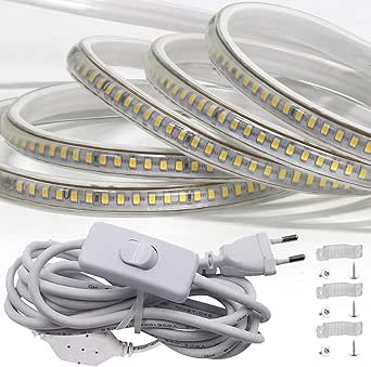 FOLGEMIR 12m Warm White LED Strip with Switch, 2835 SMD 144 LEDs/m ...