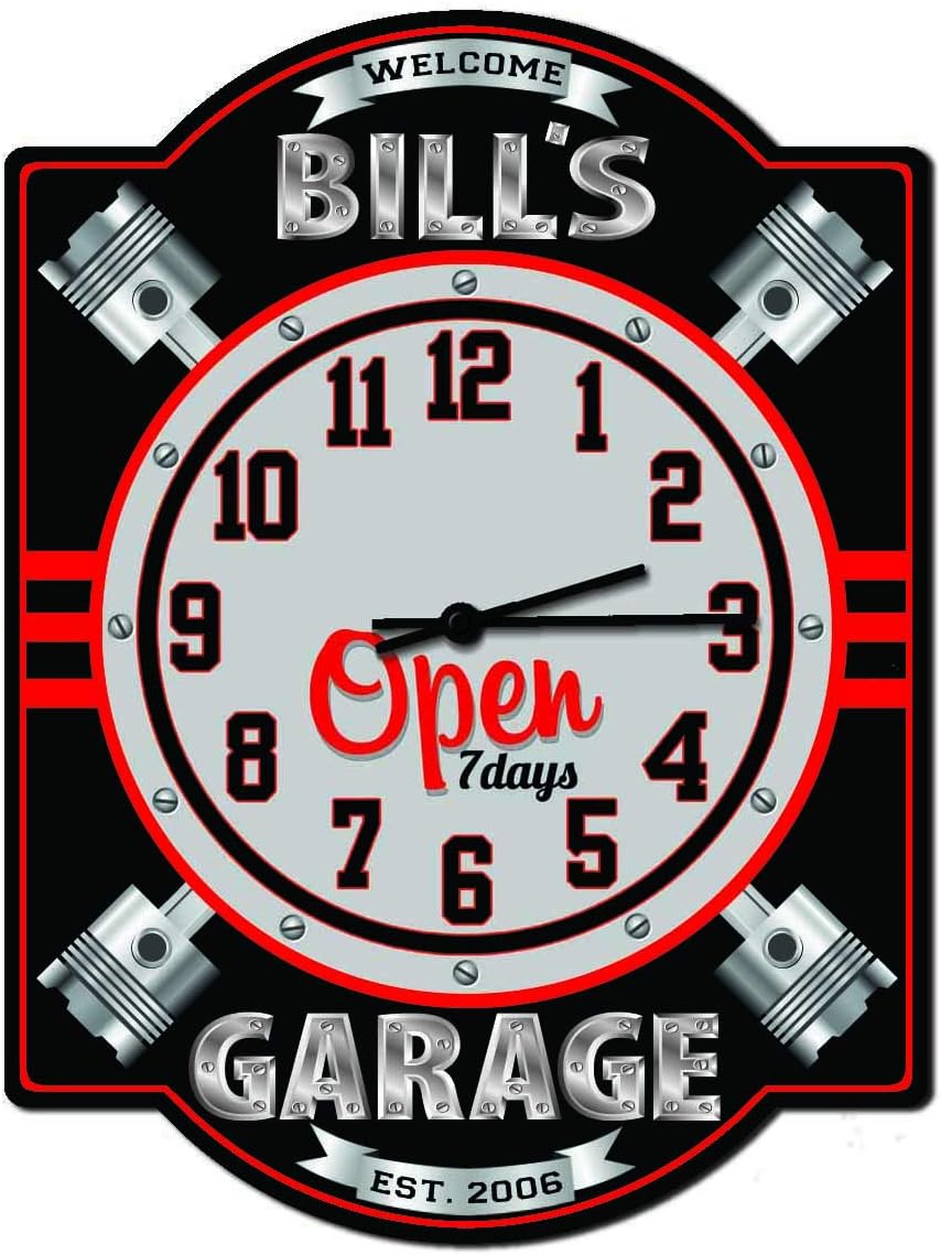 Amazon.com: Personalized Workshop Wall Clock - Garage, Shop, Decor Gift ...