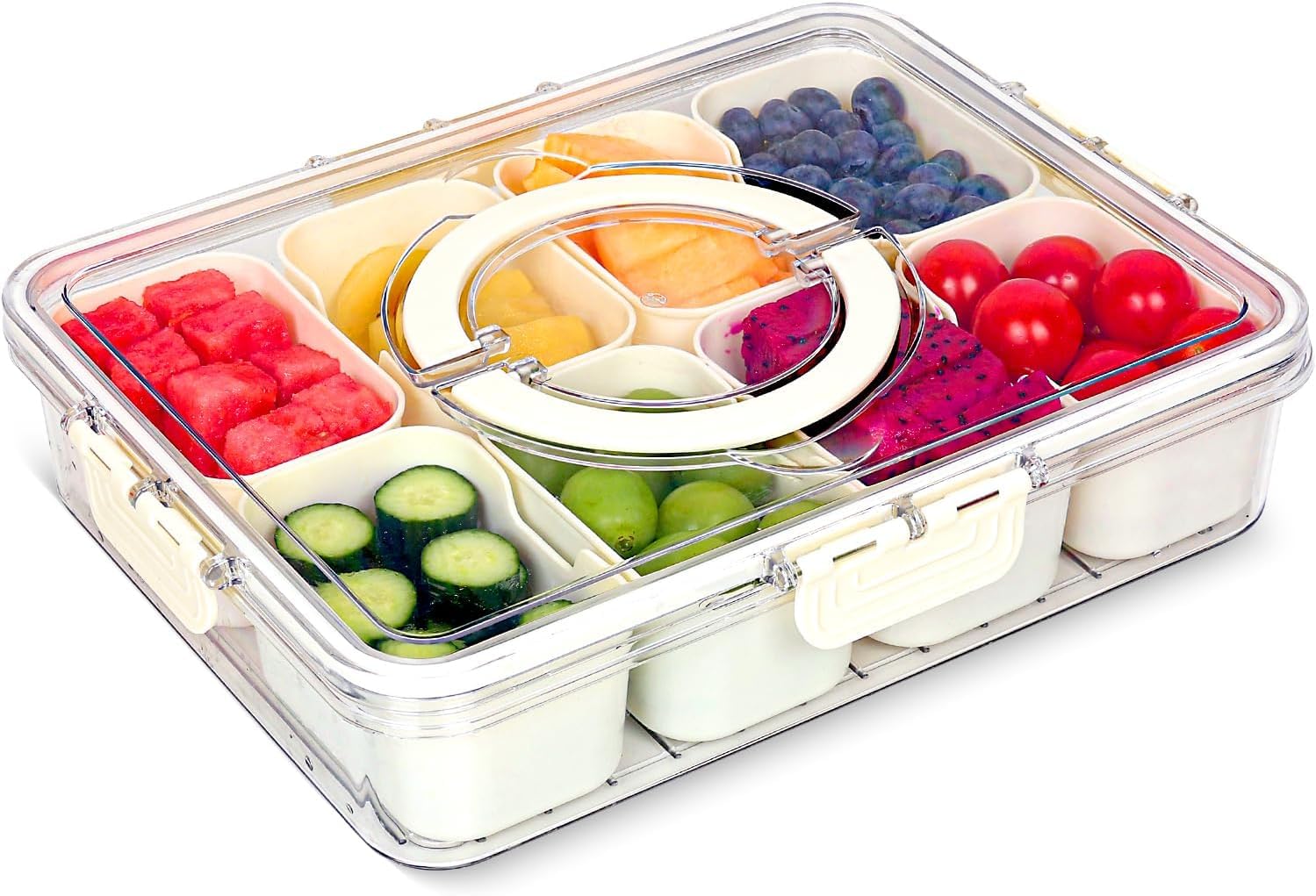 Amazon.com | erichbow Divided Snack Serving Tray with Lid and Handle ...