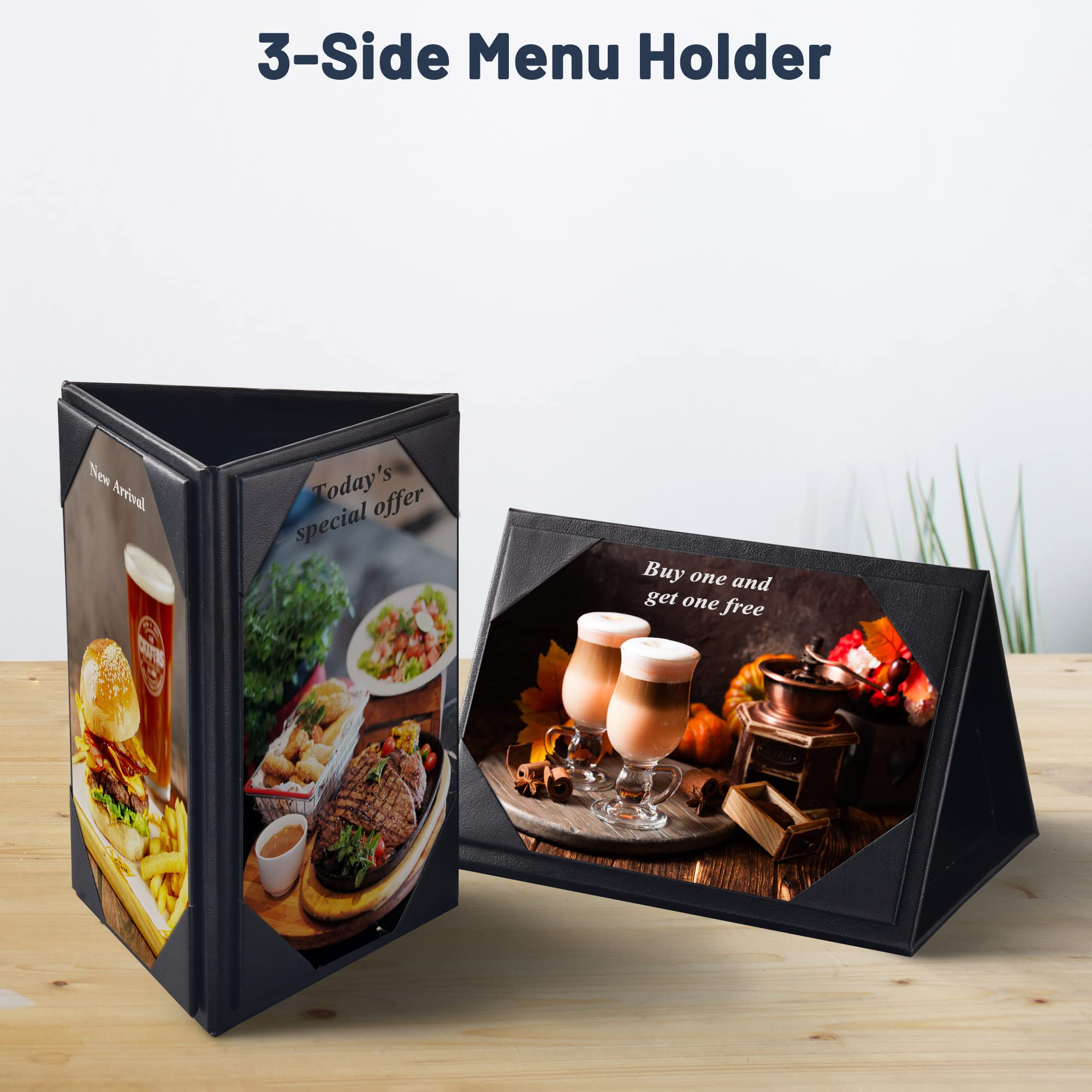 Snapklik.com : 10pcs 4"x6" 3-Side Triangle Menu Holder Black ...
