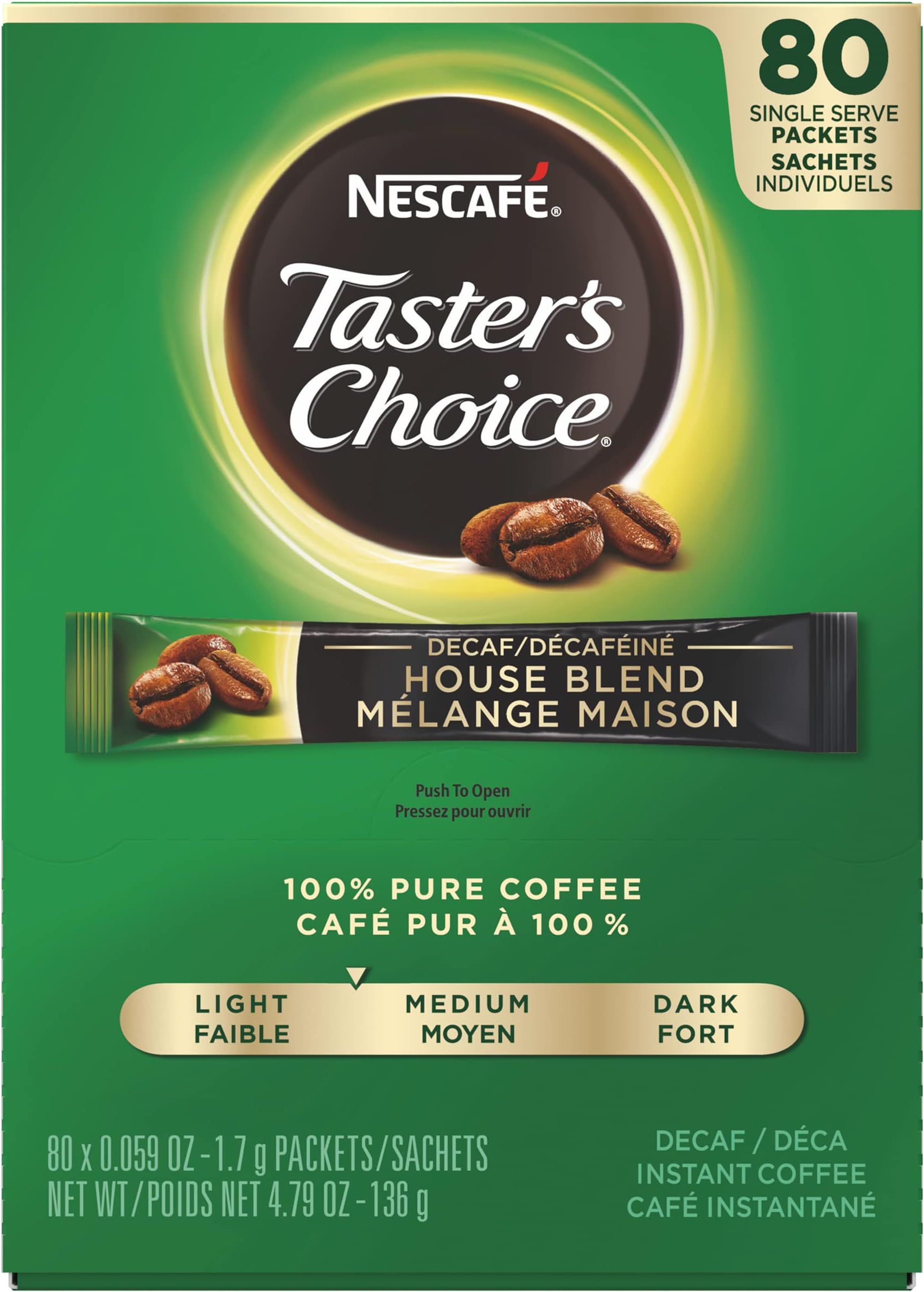 Amazon.com: Nescafe Instant Coffee Packets, Decaf, Taster's Choice ...