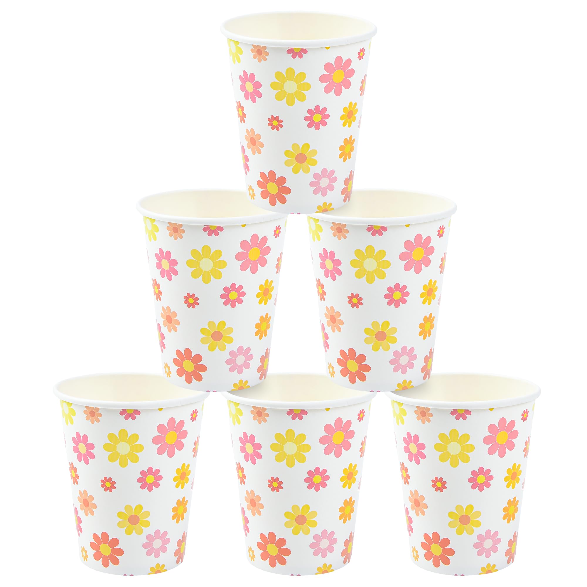 Amazon.com: AimFun 100 Pcs Daisy Paper Cups Groovy Party Cups 9oz ...