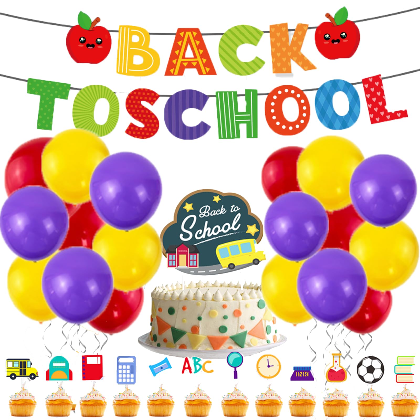 Back To School Banner Welcome Back Decoration With Colorful Back ...