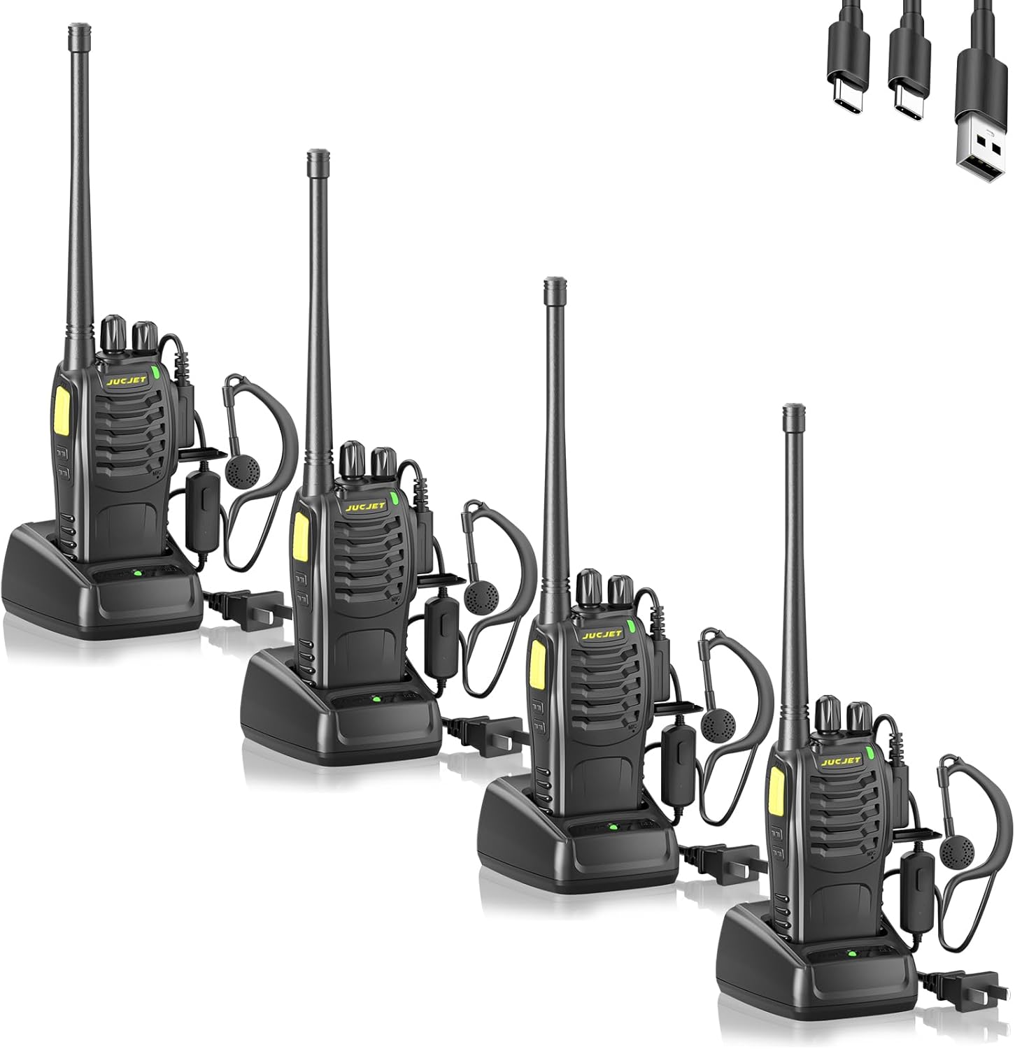 Amazon.com: JUCJET (4-Pack) Walkie Talkies, Includes Original Headsets ...