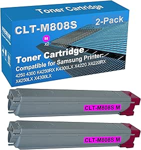 Amazon.com: 2-Pack (Magenta) Compatible High Yield CLT-M808S Laser Printer Toner Cartridge Used ...
