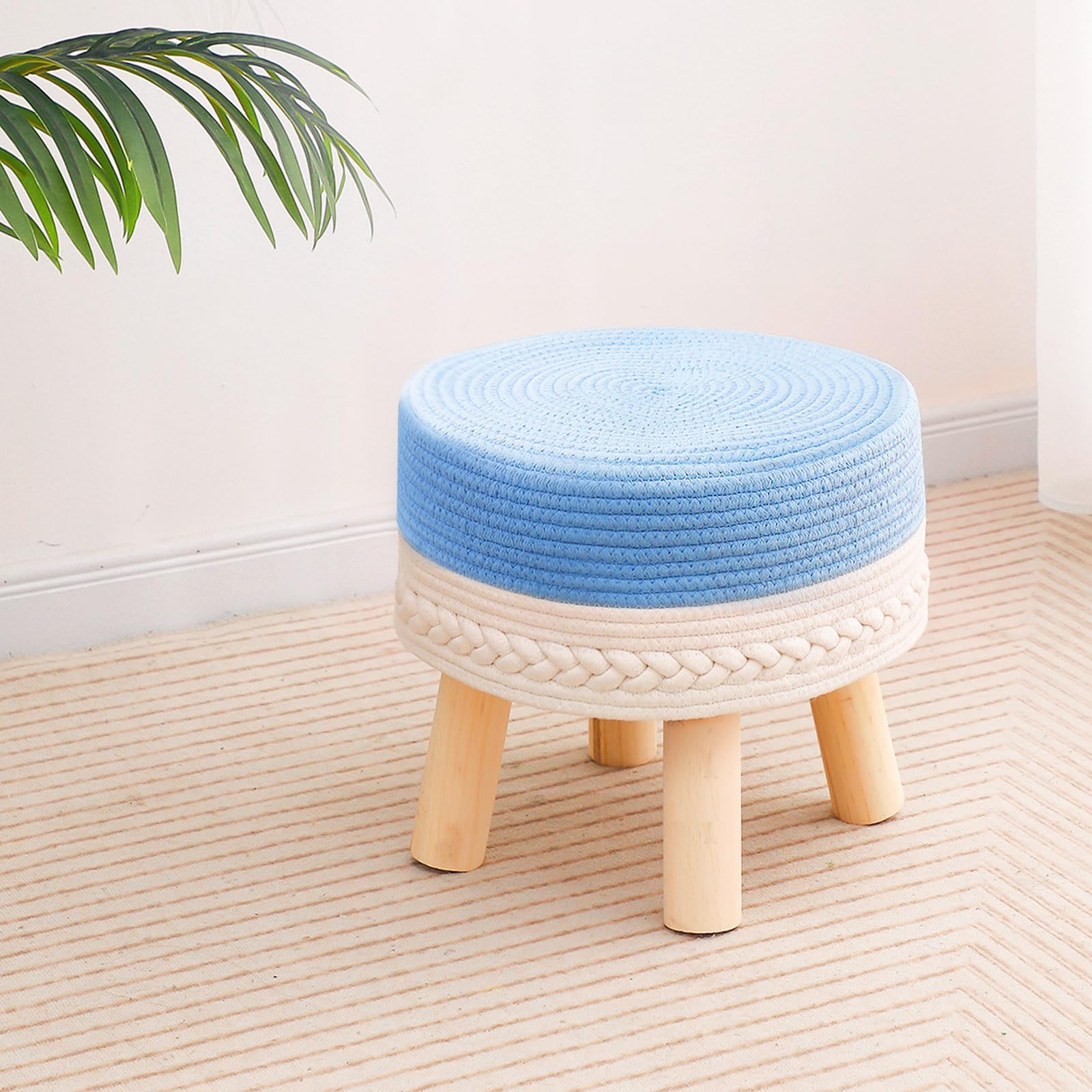 Amazon.com: Lineshading Nursery Ottoman Kids Ottoman Hand Weave Round ...