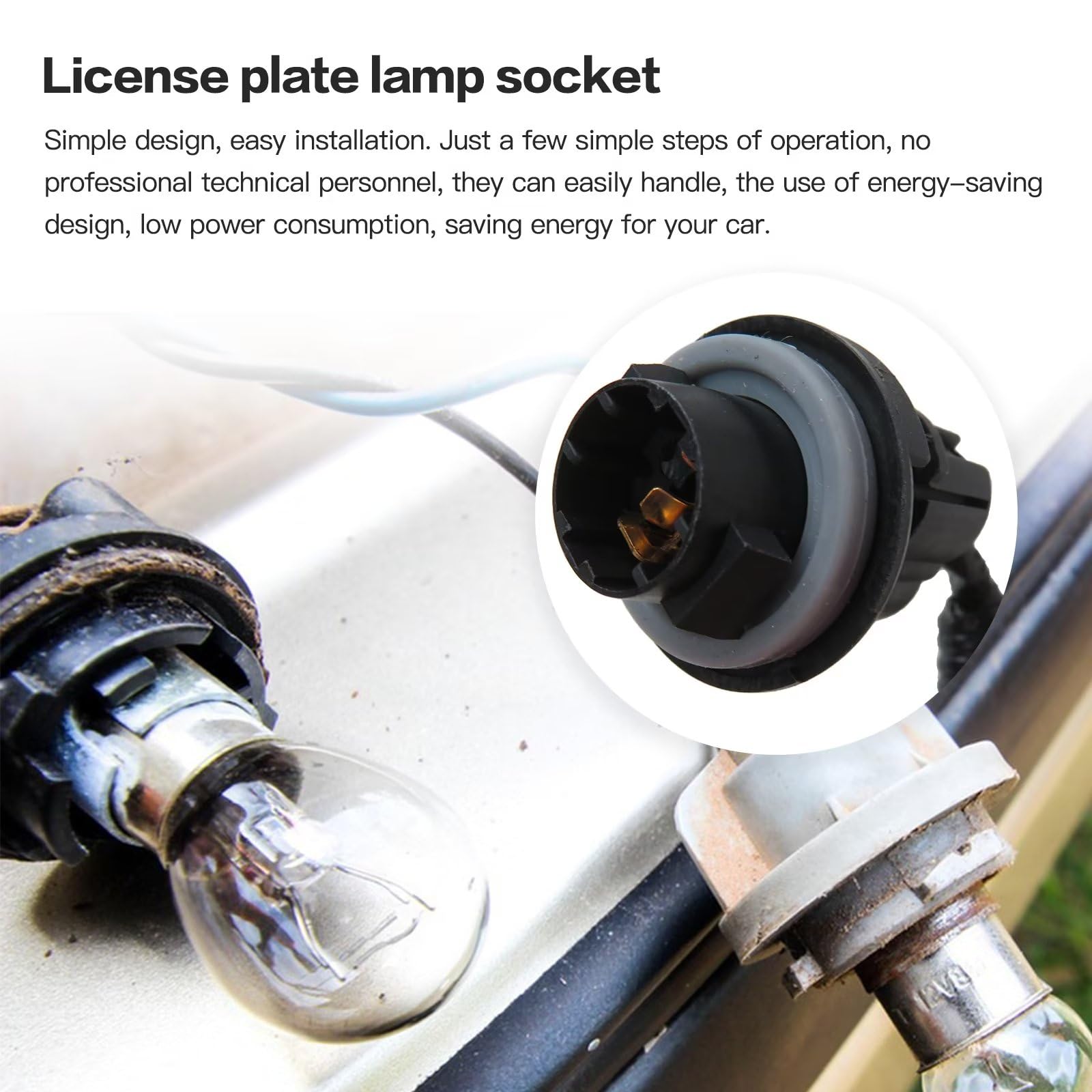 Pigtail Wire Connector 2PCS License Plate Light Pigtail Socket ...