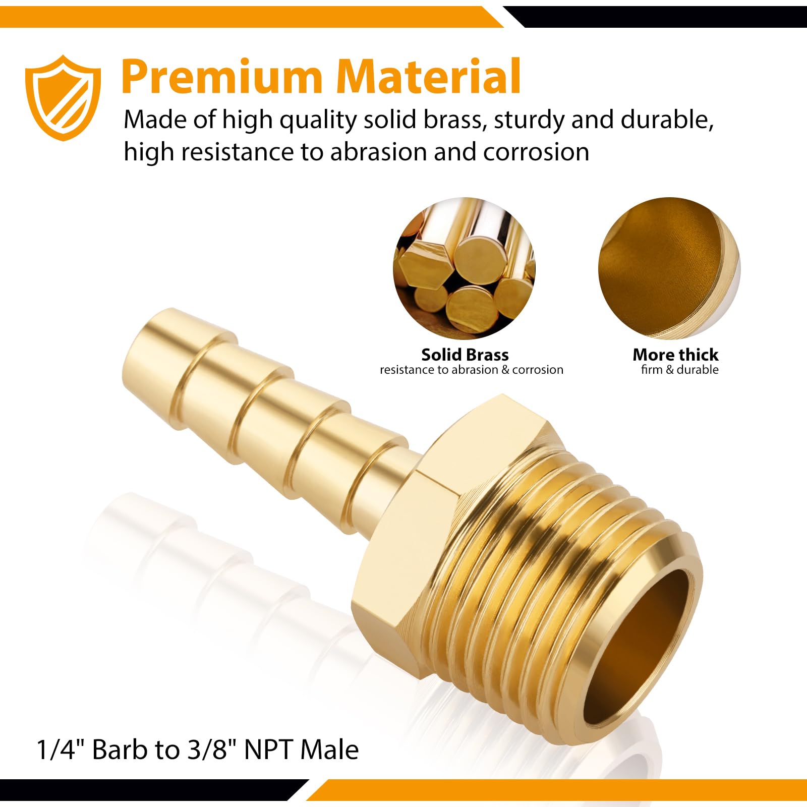 Snapklik.com : 4pcs Brass Hose Barb Fittings 1/4" Hose Barb To 3/8 NPT ...