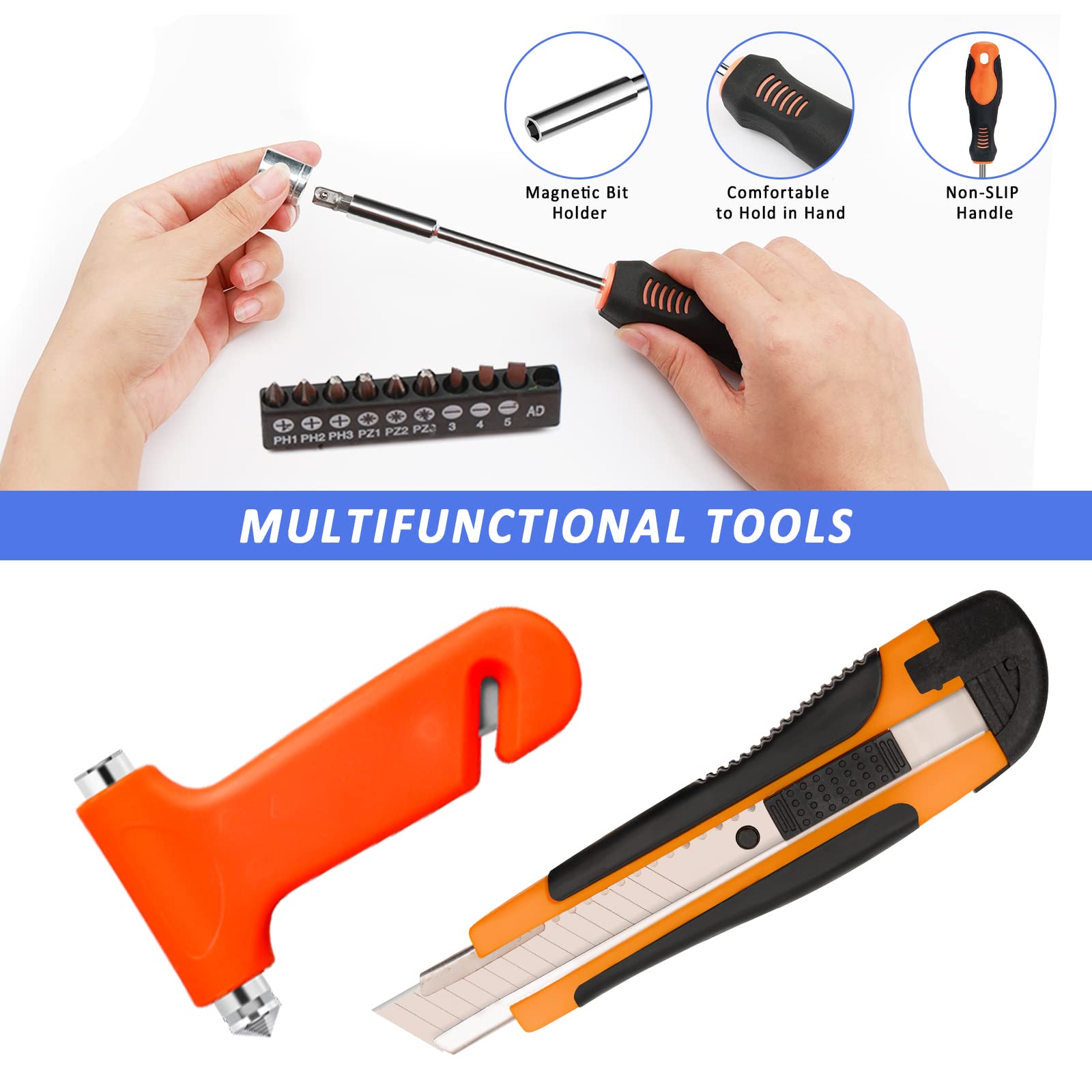 Snapklik.com : AUTODECO 126pcs Roadside Emergency Car Kit - Auto Safety ...