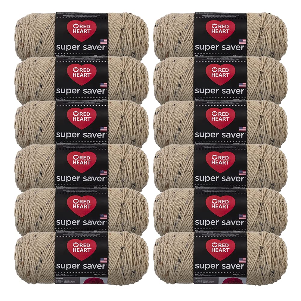 Amazon.com: Red Heart Buff Fleck Super Saver Yarn 12/Pk 12 Pack