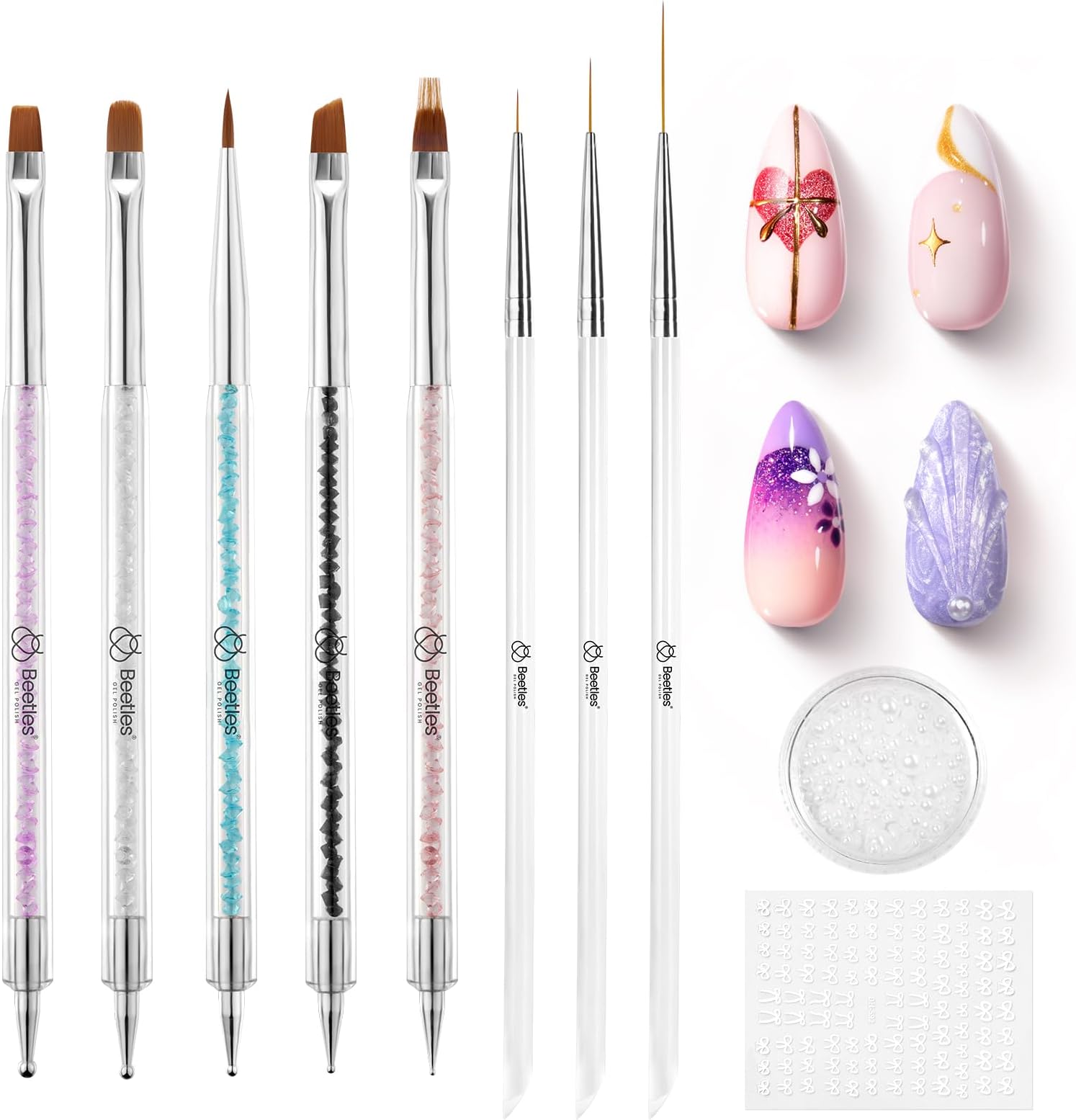 Amazon.com : Nail Art Brush Set - 6Pcs Nail Design Tool Including Nail ...