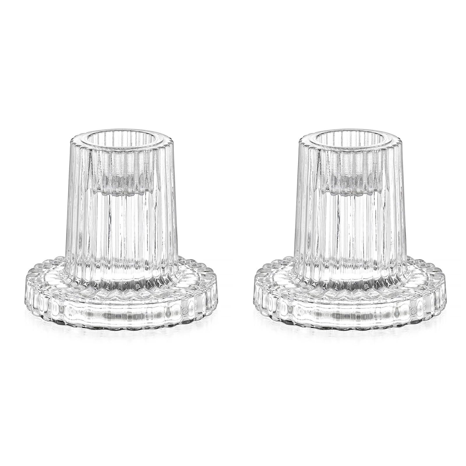 Amazon.com: Hewory Candle Holder Glass Candlestick Holders: 2 Pcs Clear ...