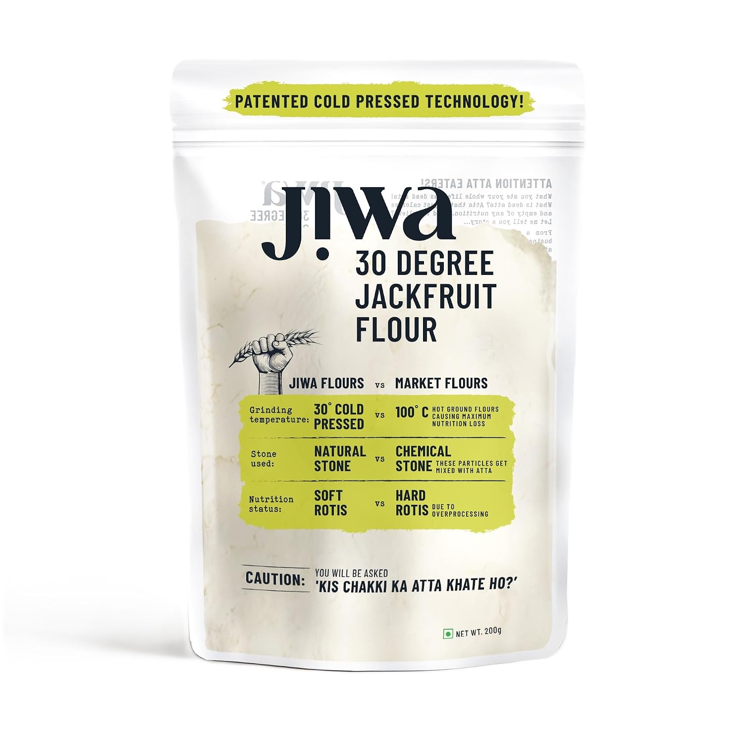 Jiwa 30 Degree Jackfruit Flour/Atta | 200 G | Patented Cold Pressed ...