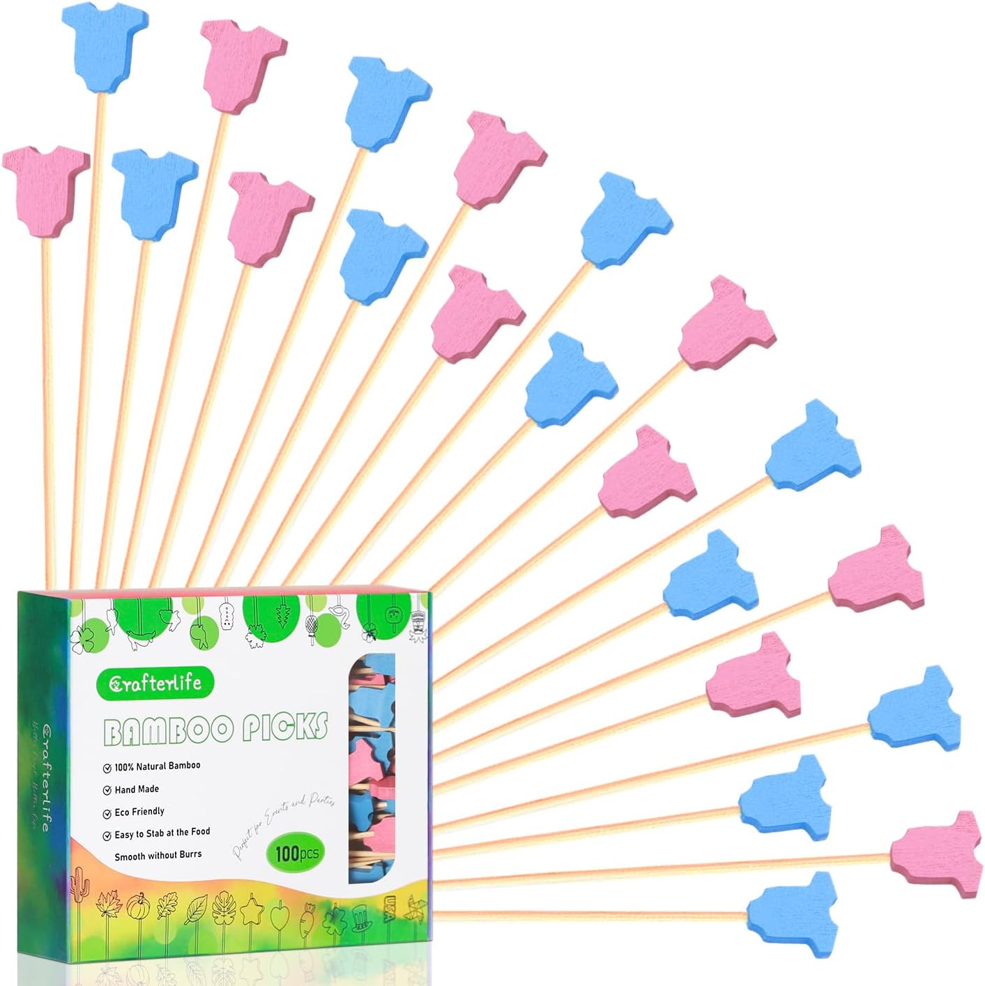 Amazon.com | Baby Gender Reveal Cocktail Picks Boy or Girl Theme Decor ...