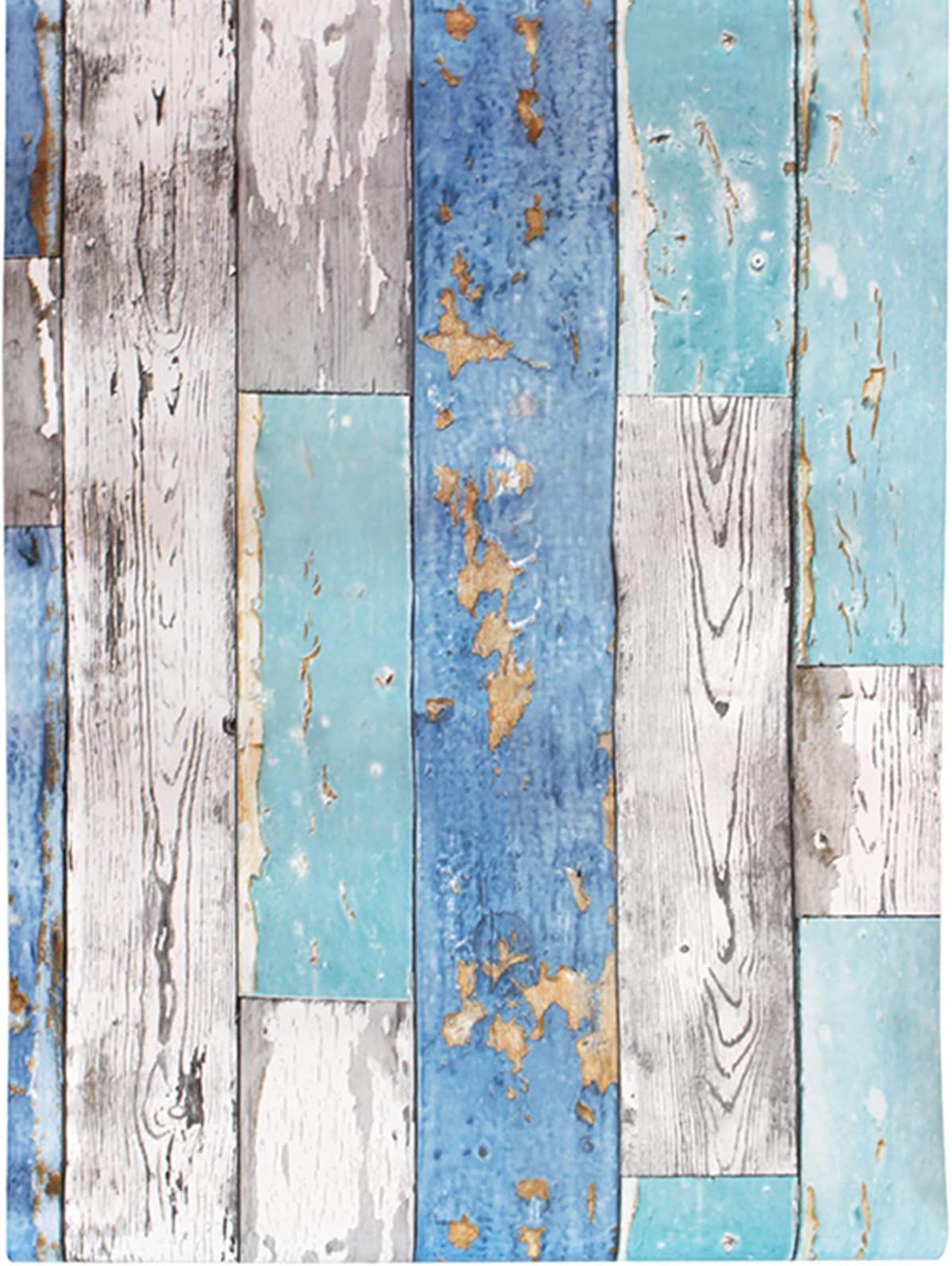 JOLIHOME Papier Peint Bois Bleu Autocollant 44,5x500cm Vintage Latte de ...