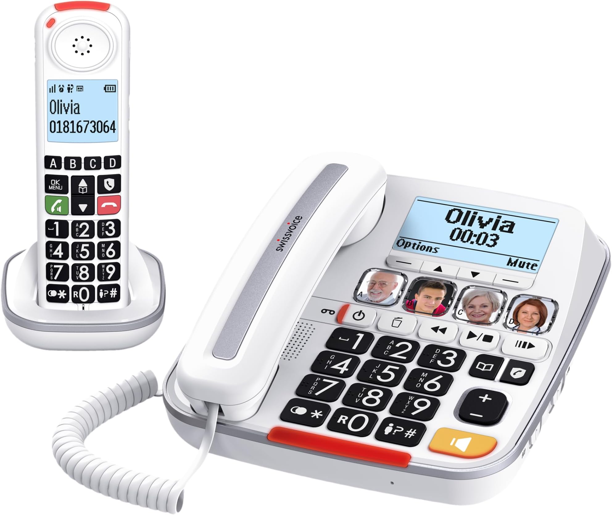 SWISSVOICE 3355 Corded Big Button Phone for Elderly with Answering ...