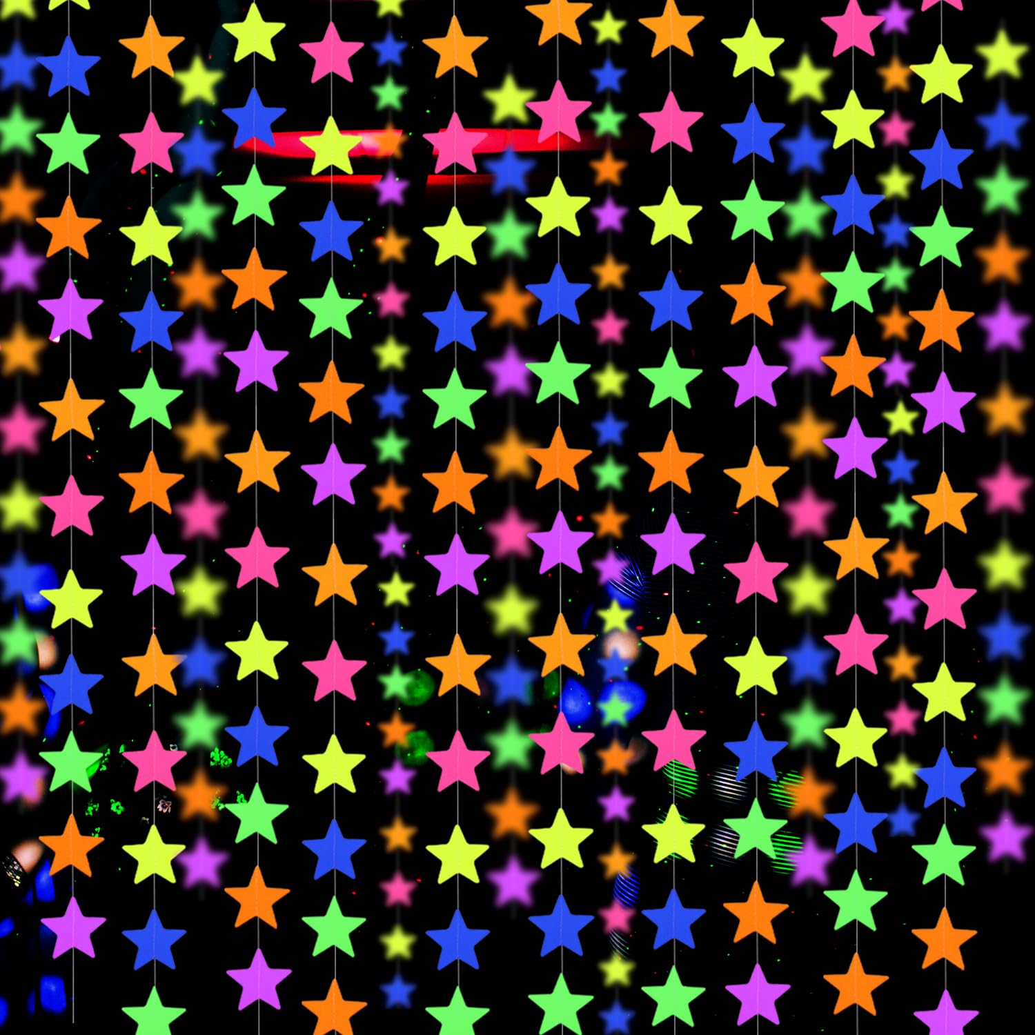 Amazon.com: 120feet UV Star Paper Neon Garland Neon Streamers Black ...