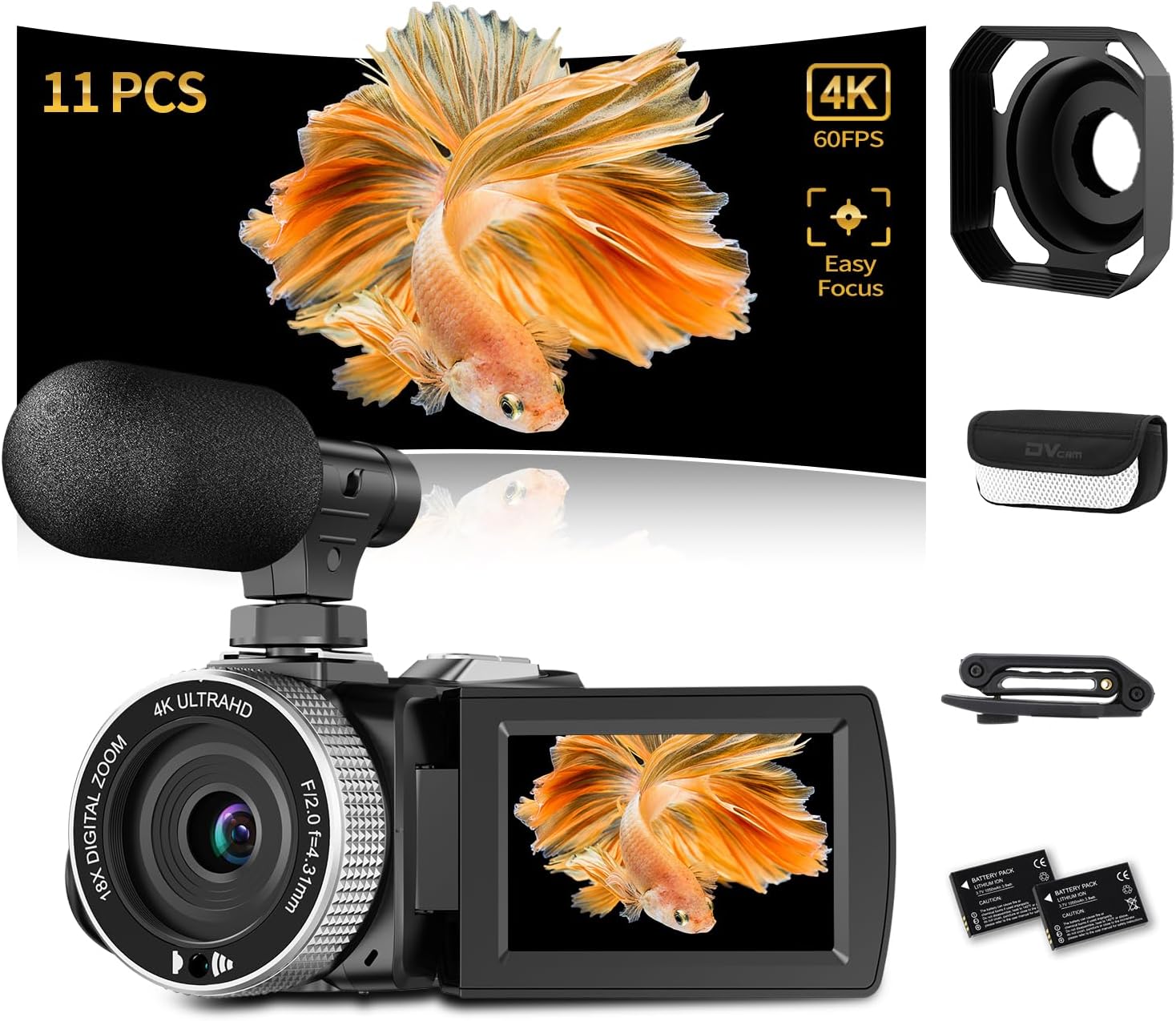 Amazon.com : Hojocojo 4K Video Camera for Recording - 60FPS 3.0" Inch Screen 16 X Digital Zoom ...