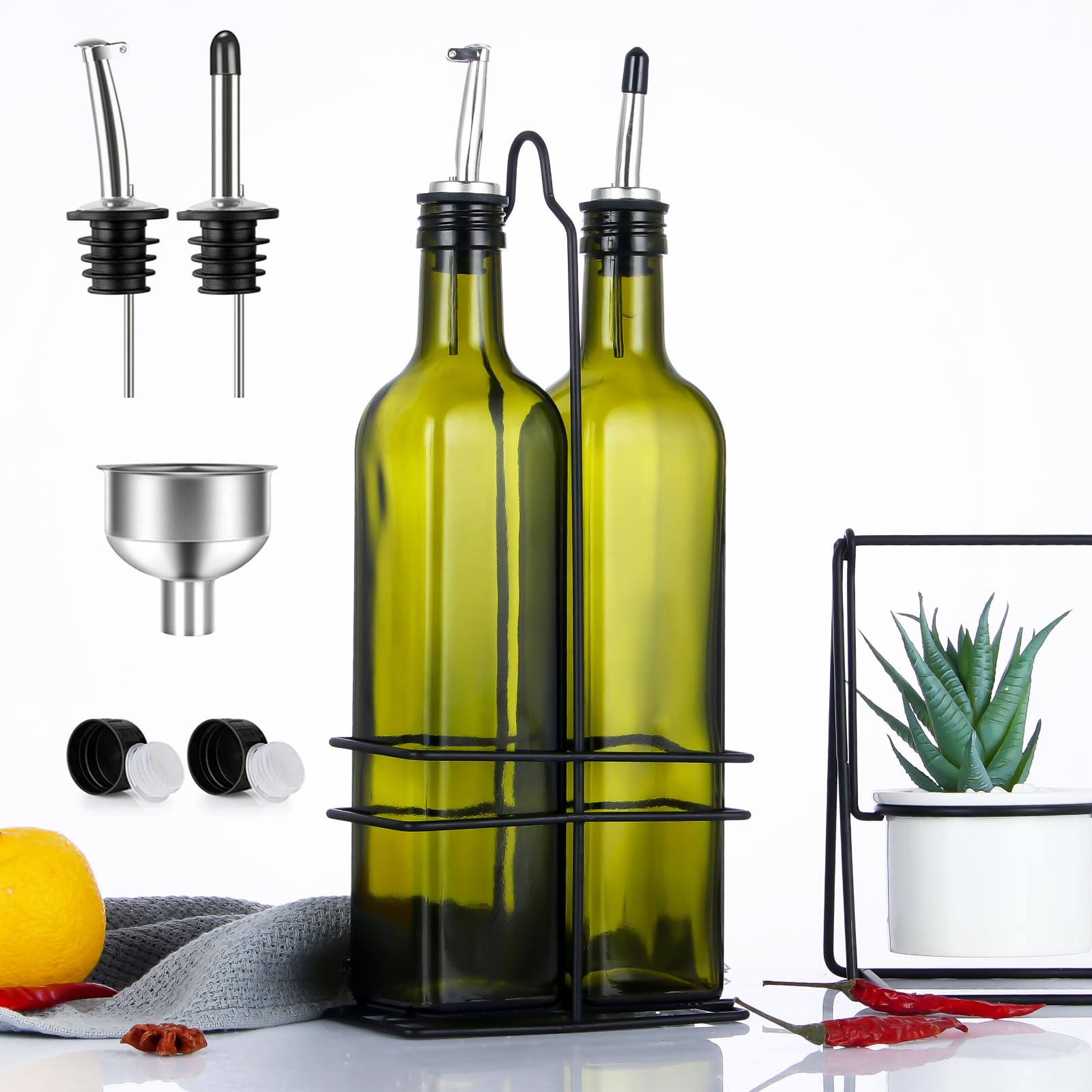 CCHONG Glass Olive Oil Dispenser Bottle for Kitchen Olive Oil Bottle ...