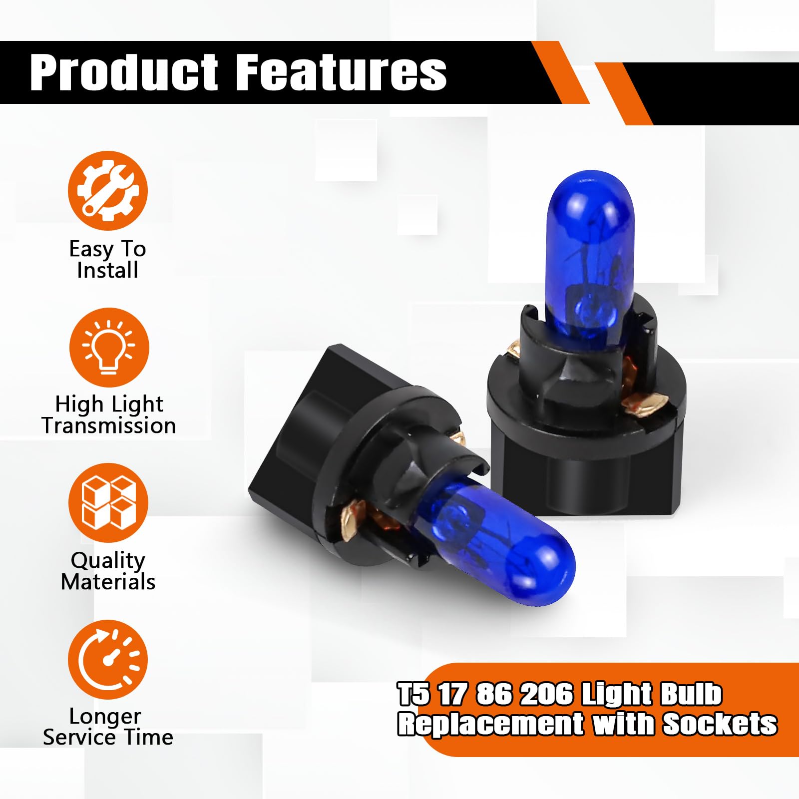 Snapklik.com : Ongfuwu 10PCS Car T5 Halogen Light Bulb, 12V Instrument ...