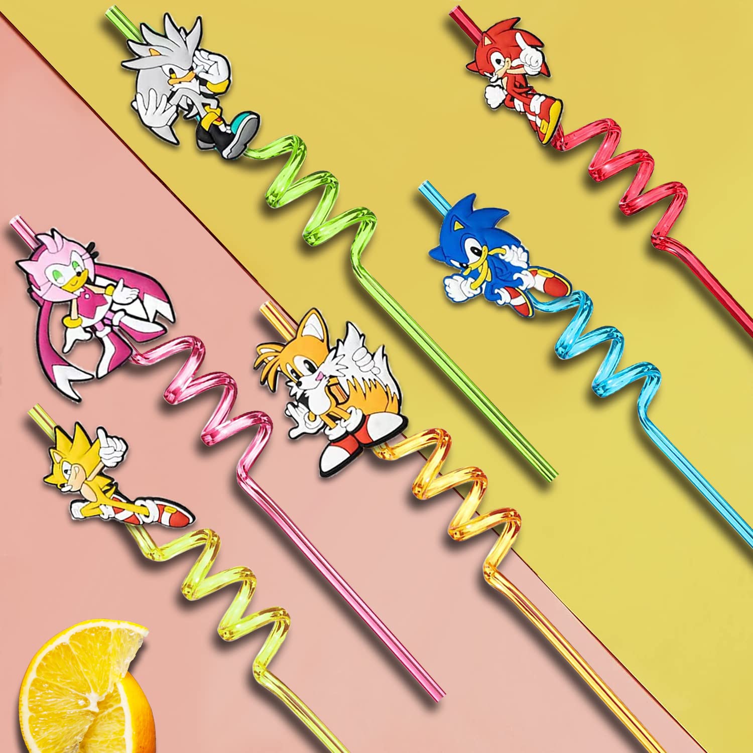 24Pcs Cartoon Reusable curly Straws, Cocktail Drink Straw Decoration ...