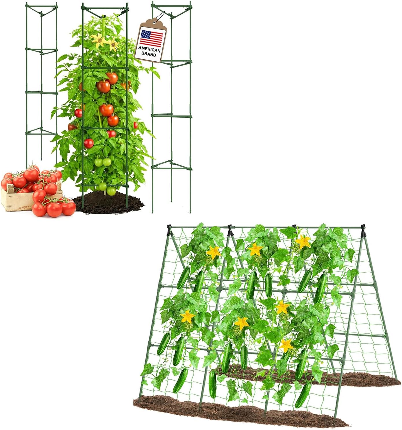 Amazon.com : Tomato Cage Triangle(3 Pack - Up to 68") and 53x53 ...
