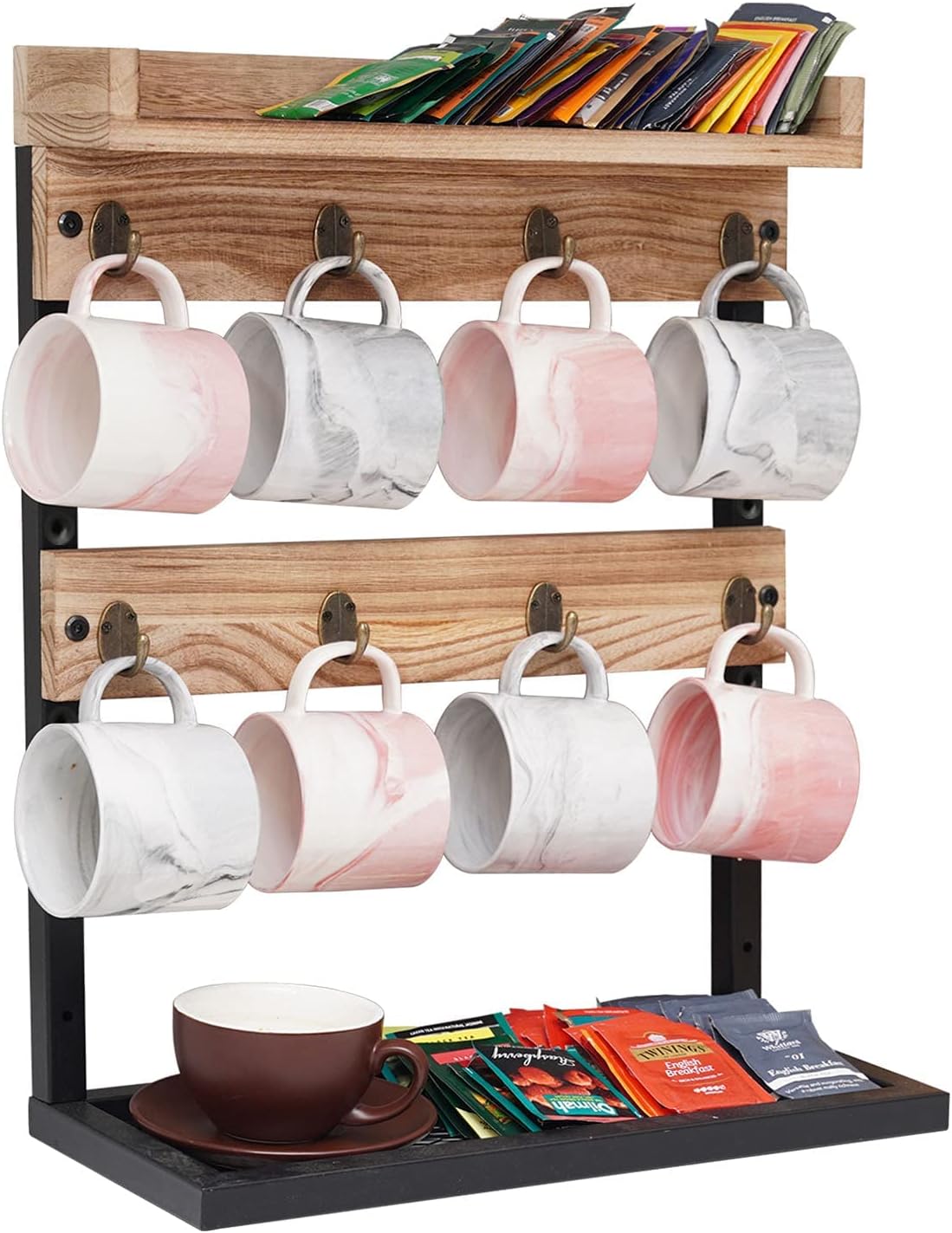 Amazon.com: X-cosrack Rustic Countertop Coffee Mug Rack Holder with ...