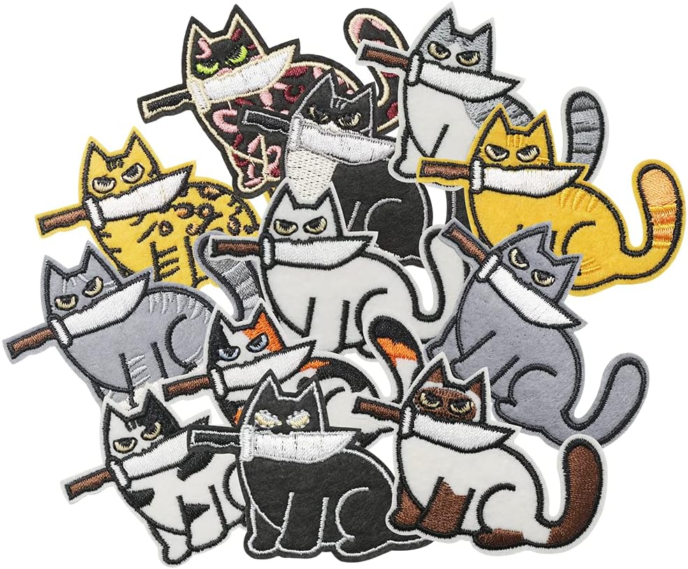 Amazon.com: 12 Pack Cold Cat Bit Knife Embroidered Patches Repair ...