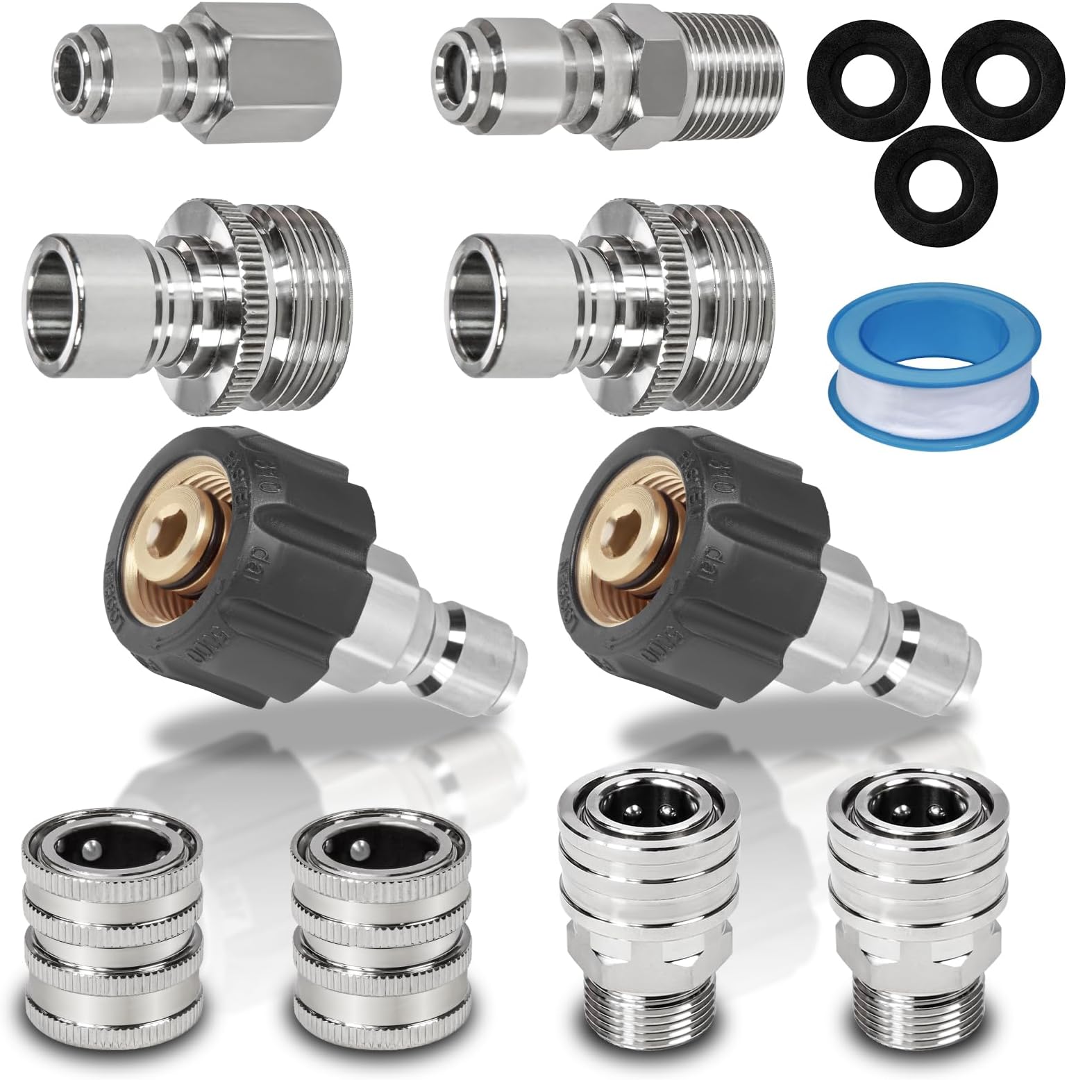 Amazon.com: M MINGLE Ultimate Pressure Washer Adapter Set, Stainless Steel Quick Disconnect Kit ...