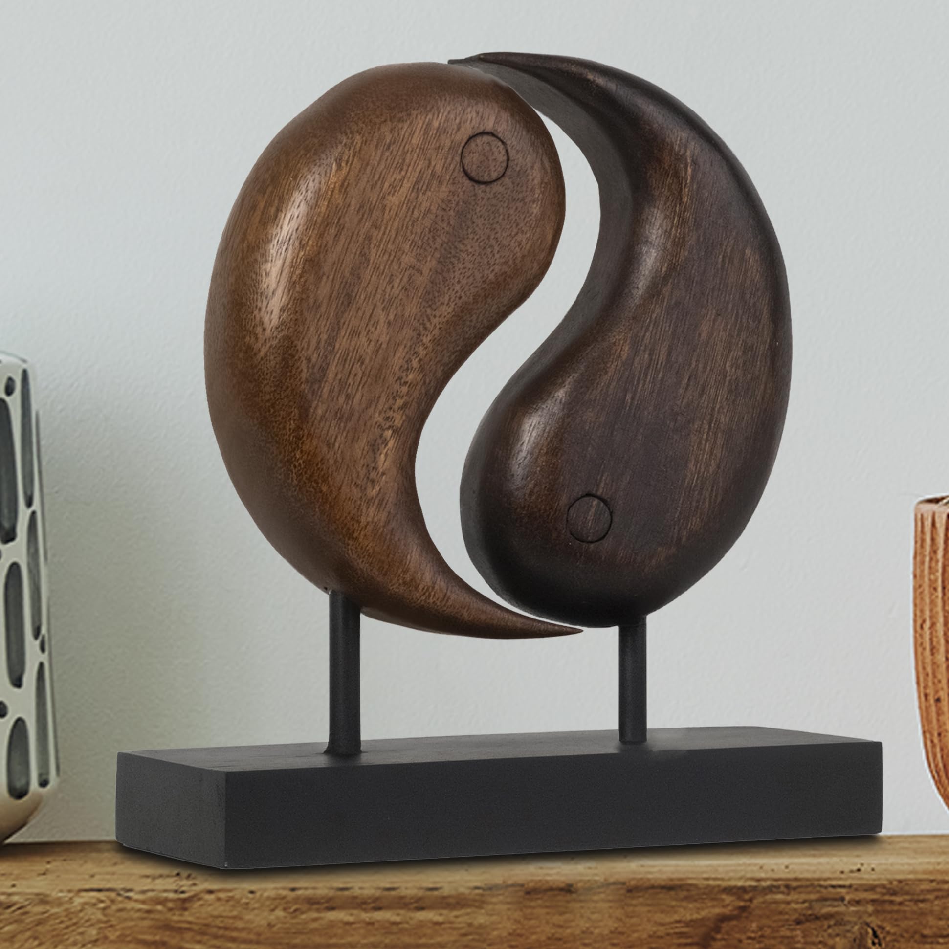 Amazon.com: Decozen Handcrafted Solid Wood Yin Yang Sculpture from ...