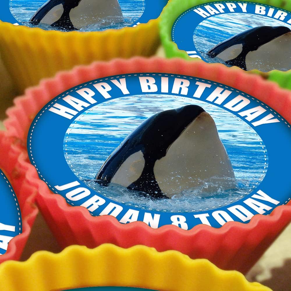 Killer Orca Whale - 20 x 5cm Personalised Edible Cupcake Toppers on ...
