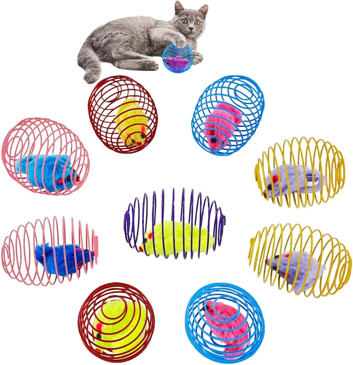 Amazon.com : QUVOVID Cat Spring Toys 9 Packs Cat Spring Balls for ...