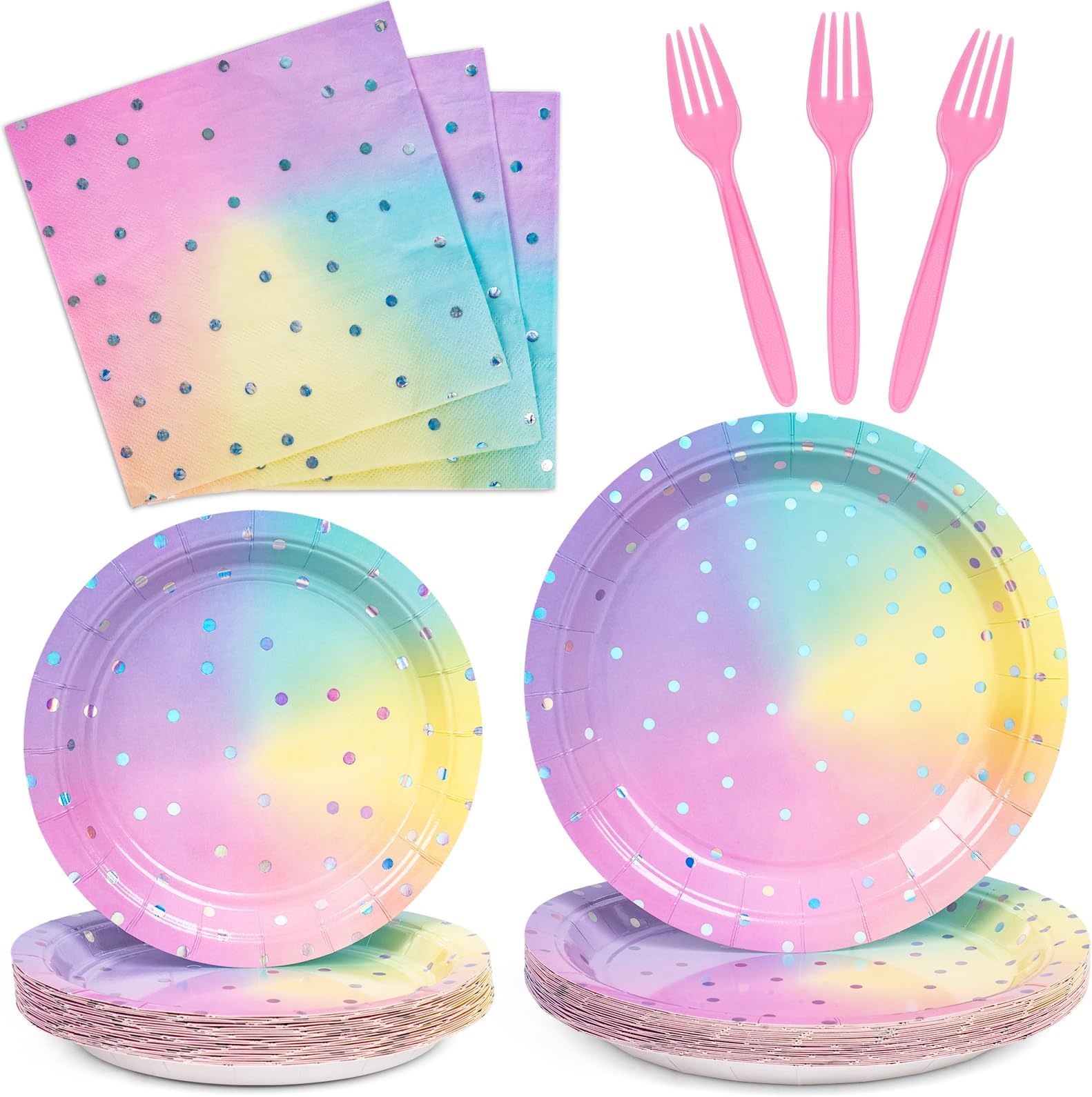 Amazon.com: Luminous Rainbow Birthday Party Supplies - Disposable Paper ...