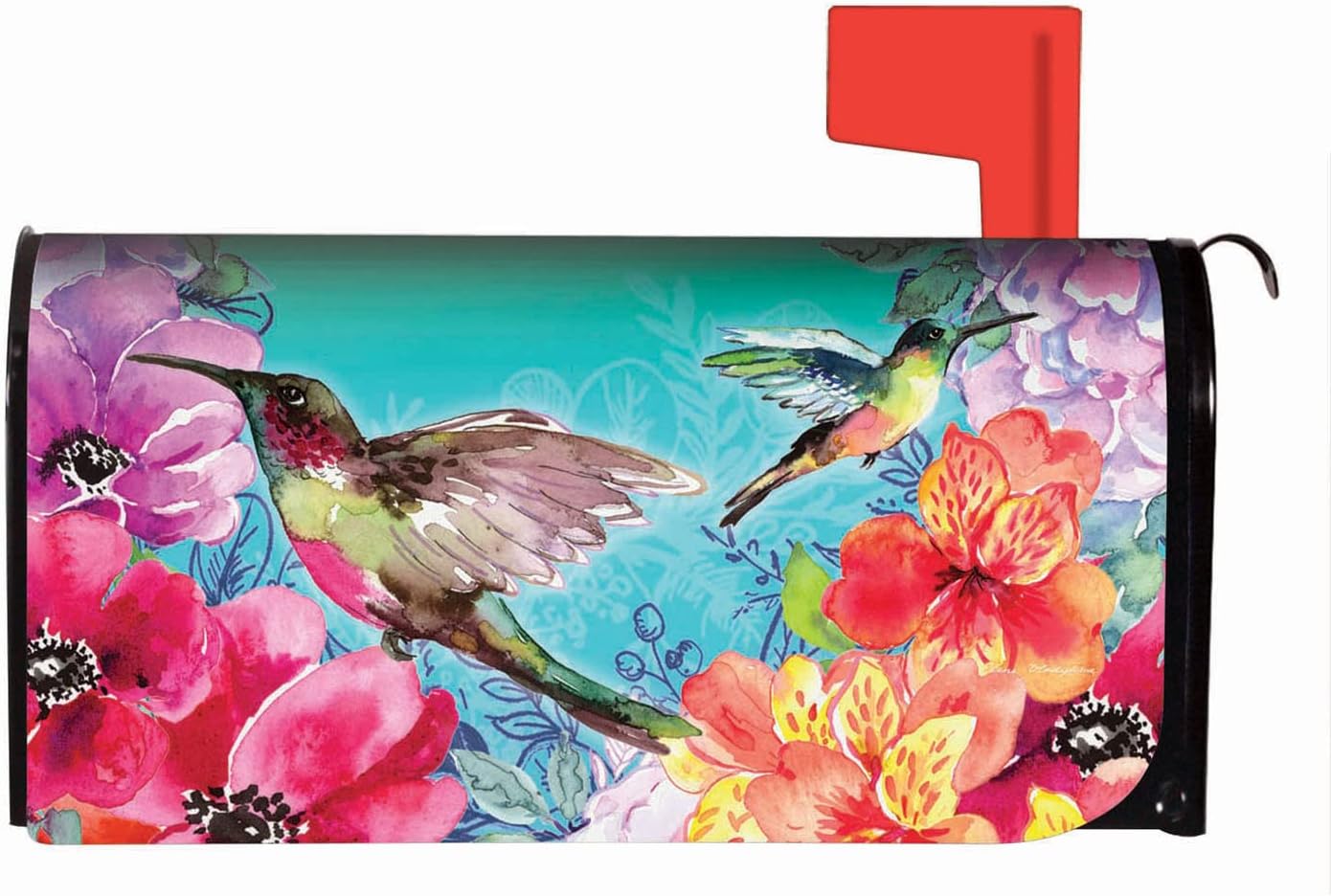 Amazon.com: Evergreen Bright Flowers and Hummingbirds Mailbox Cover ...