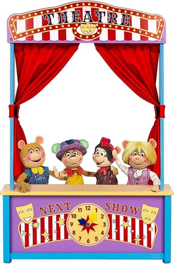 Amazon.com: WodGod Wooden Puppet Theater, Puppet Theater with Curtains ...
