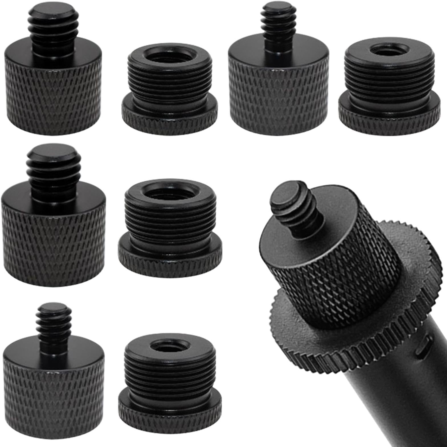 8PCS Mic Stand Adapter, 5/8 Female to 3/8 Male 5/8 Female to 1/4 Male 1 ...