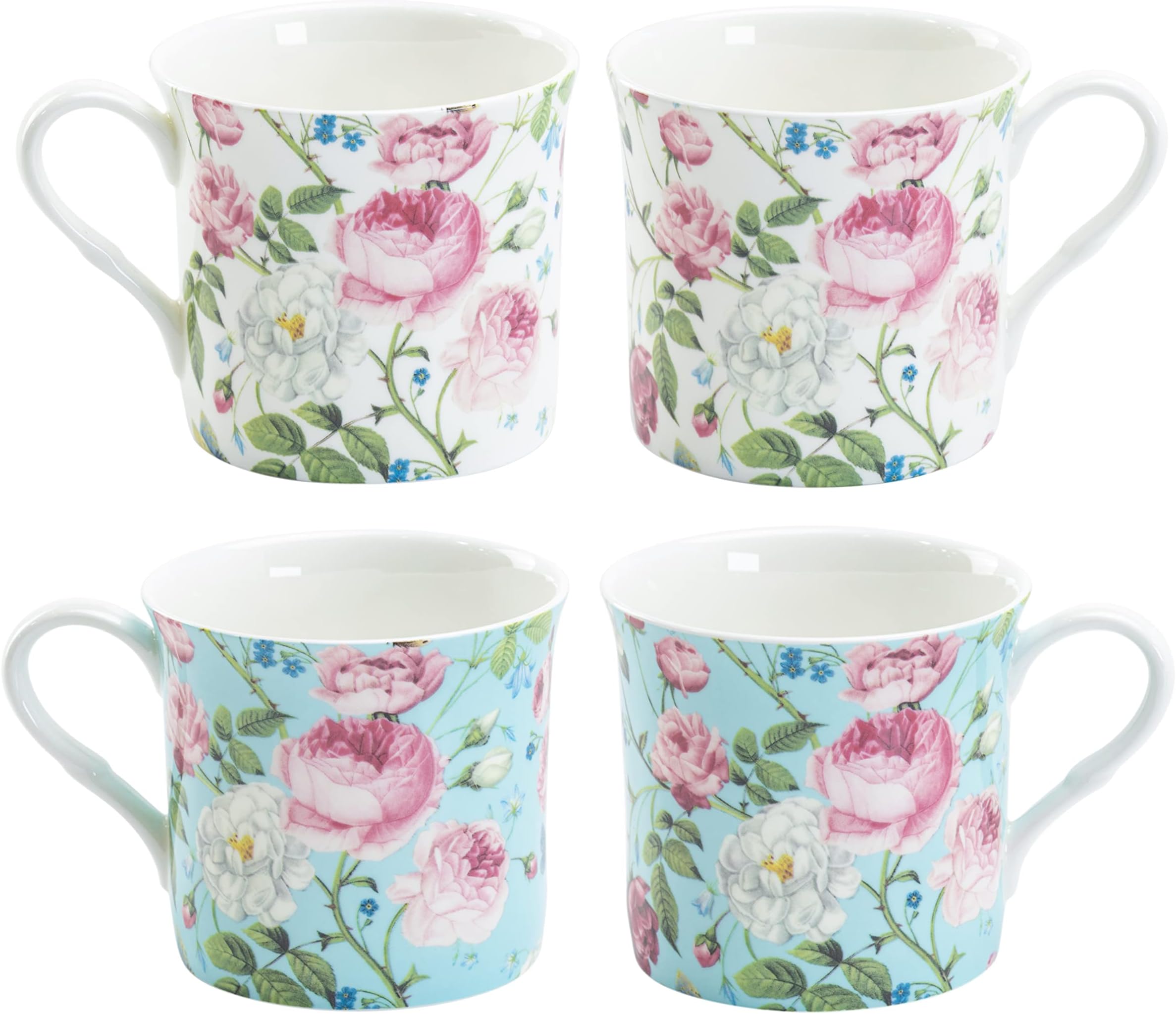 Amazon.com: Grace Teaware Bone China Coffee Tea Mugs 10-Ounce, Assorted ...