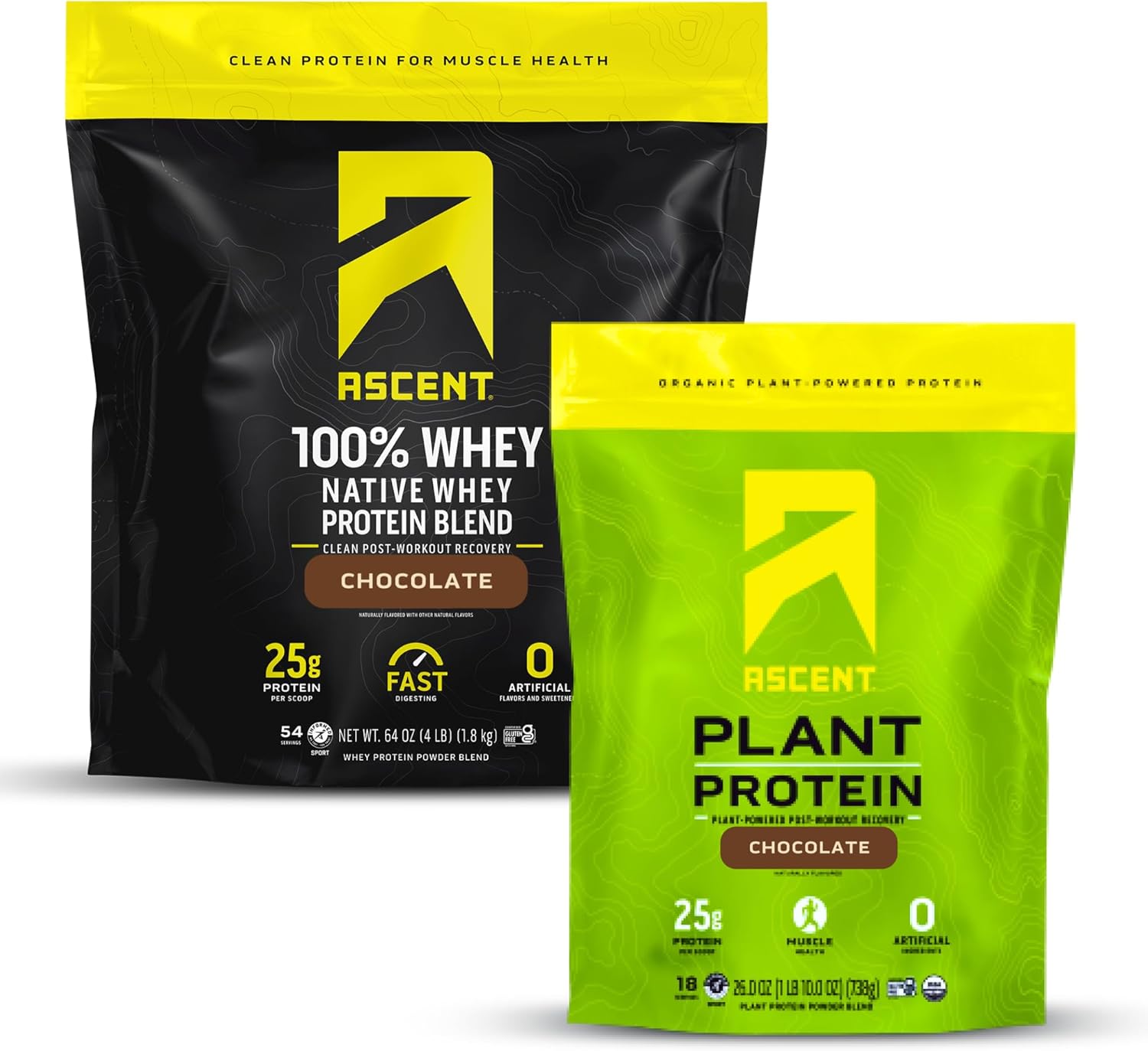 Amazon.com: Ascent Whey 4 lb + Plant Protein Powder 18 Servings ...