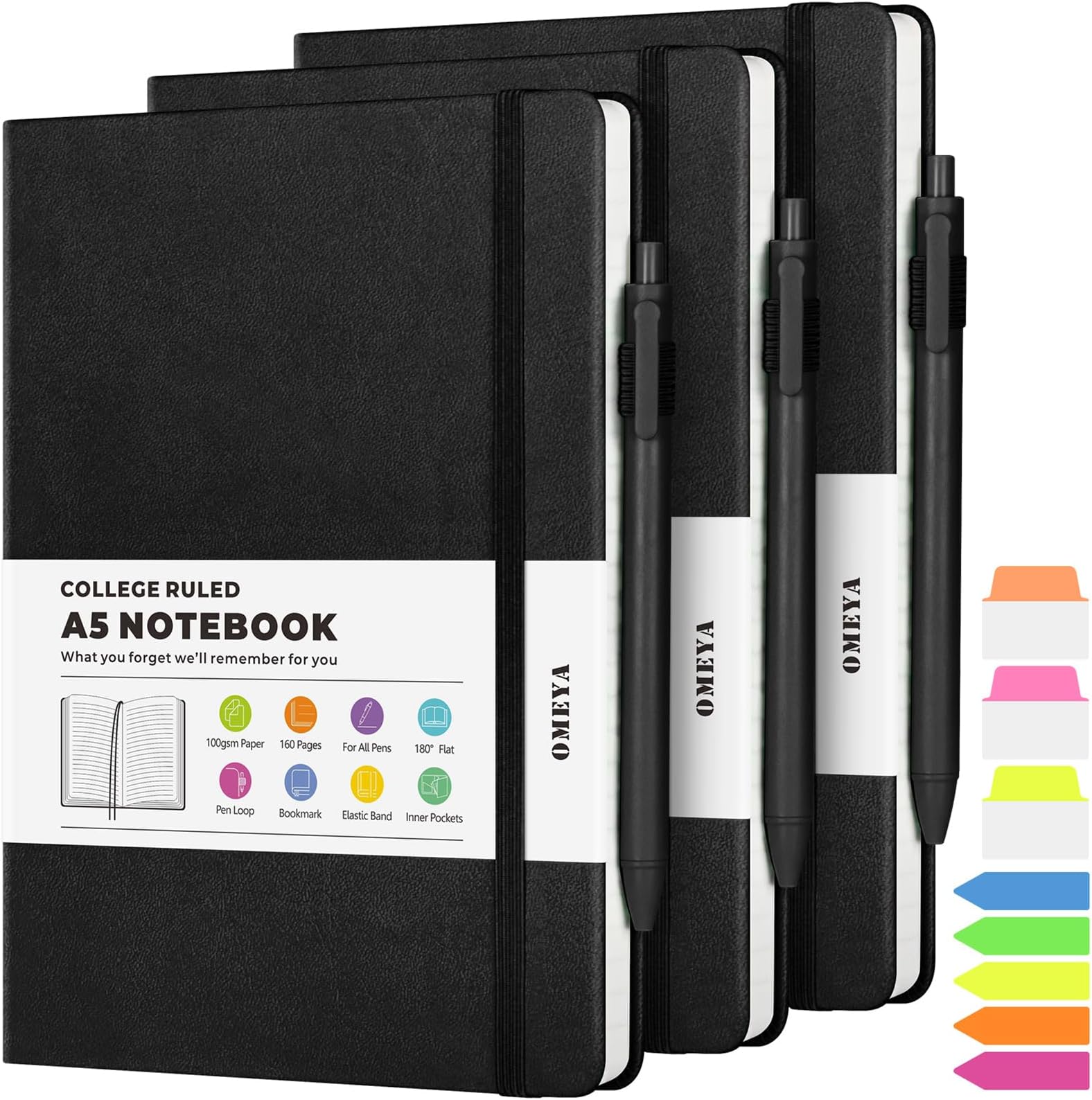 Lined Journal Notebook, 3 Pack A5 College Ruled Notebooks for Work ...