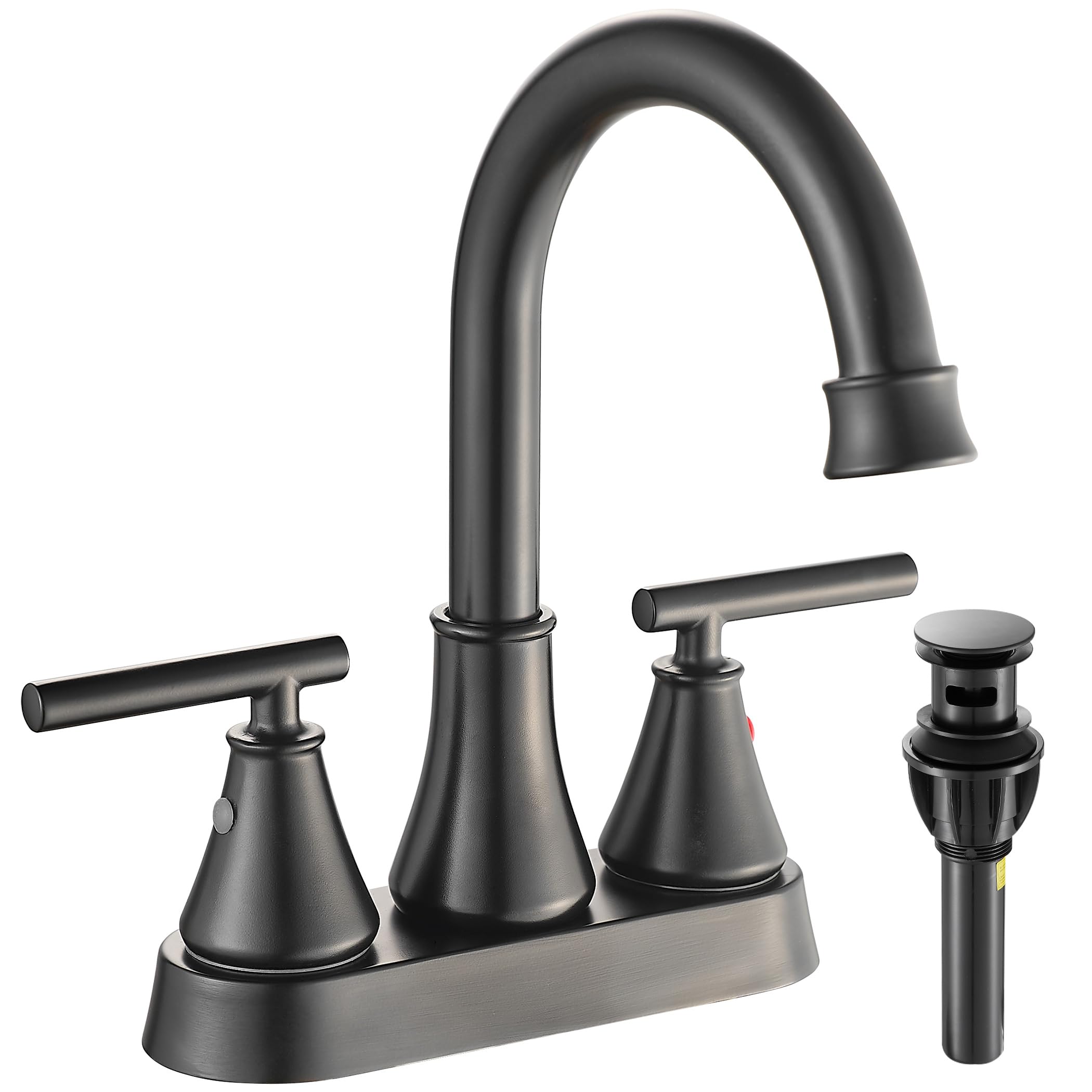 Fransiton Bathroom Sink Faucet 3 Hole 4 Inch Centerset, Black 2 Handle ...