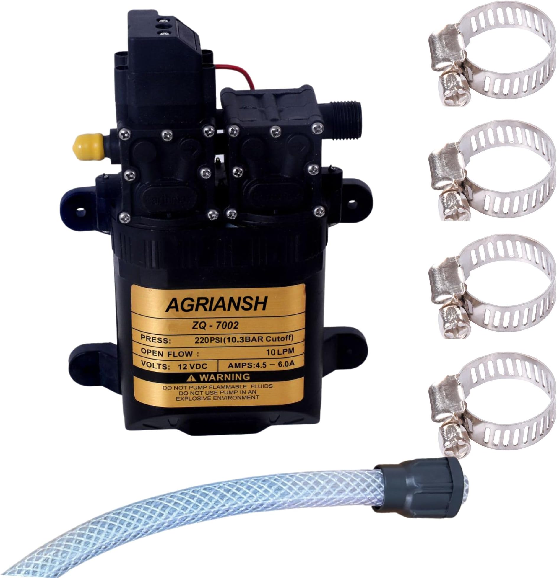 APPSTER Sisa 250PSI High Pressure Diaphragm Pump Double Motor 12V DC ...