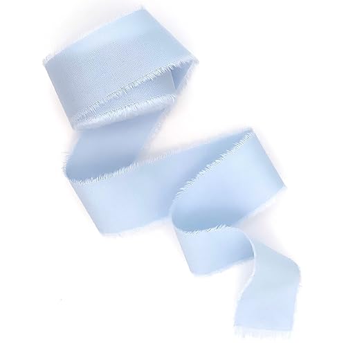 Amazon.com: Light blue ribbon 1/2" 1" 2" 3 inch wide 5yd cotton Frayed ...