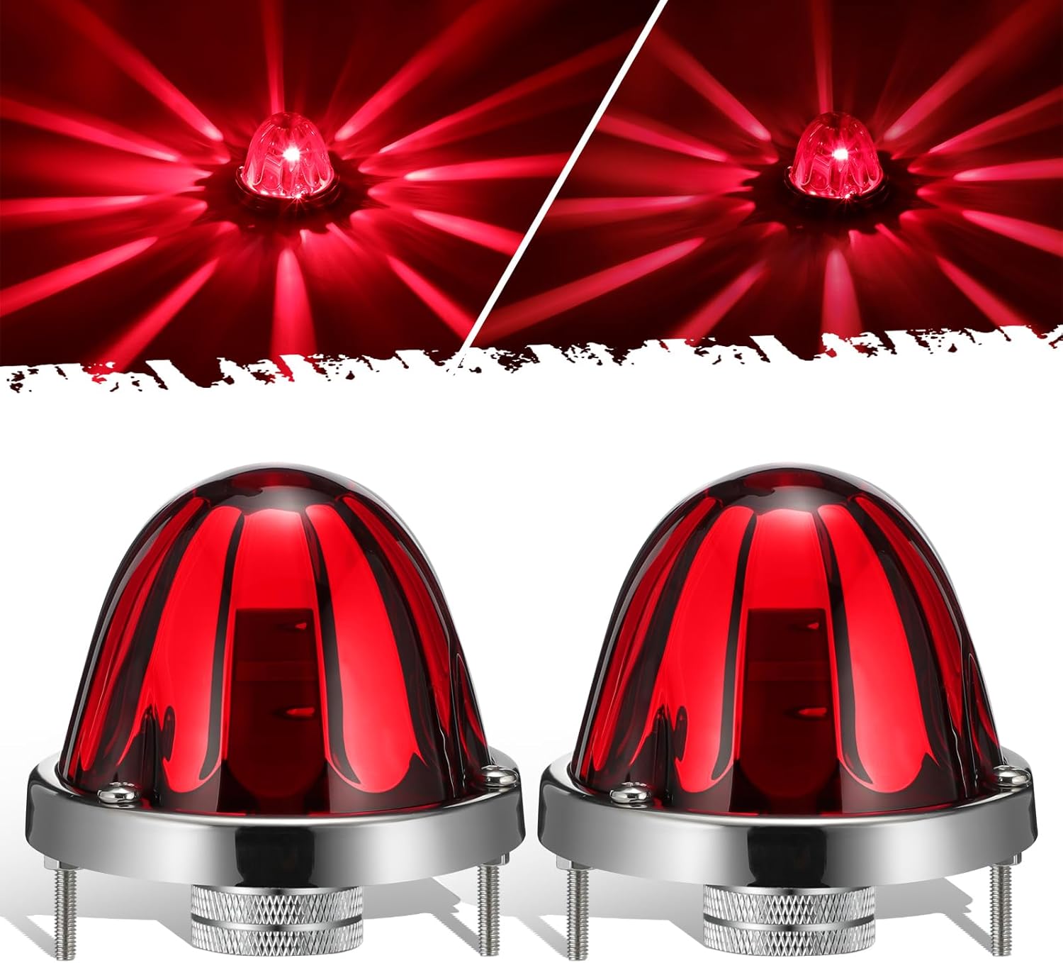 Amazon.com: Partsam 2Pcs Red Glass Lens Watermelon Lights, Red LED Side ...