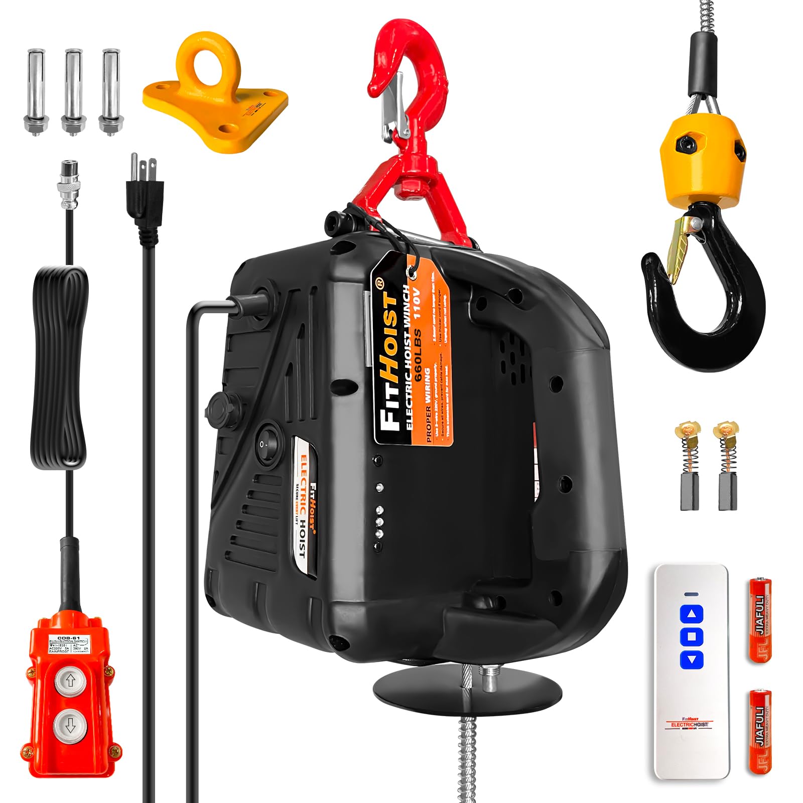 Snapklik.com : Electric Hoist Winch W/ 40ft Steel Cable, 110V & 120V ...