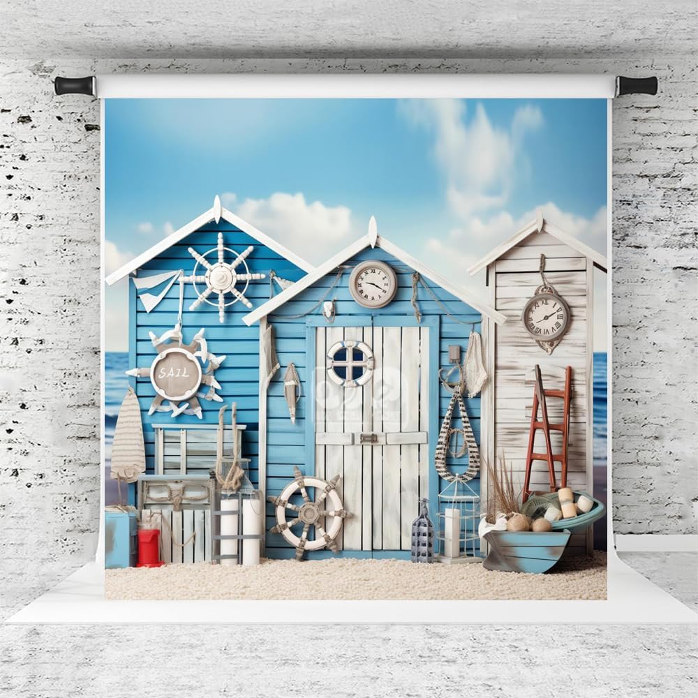 Amazon.com : Kate Seaside Nautical Backdrop for Photoshoot Summer Blue ...